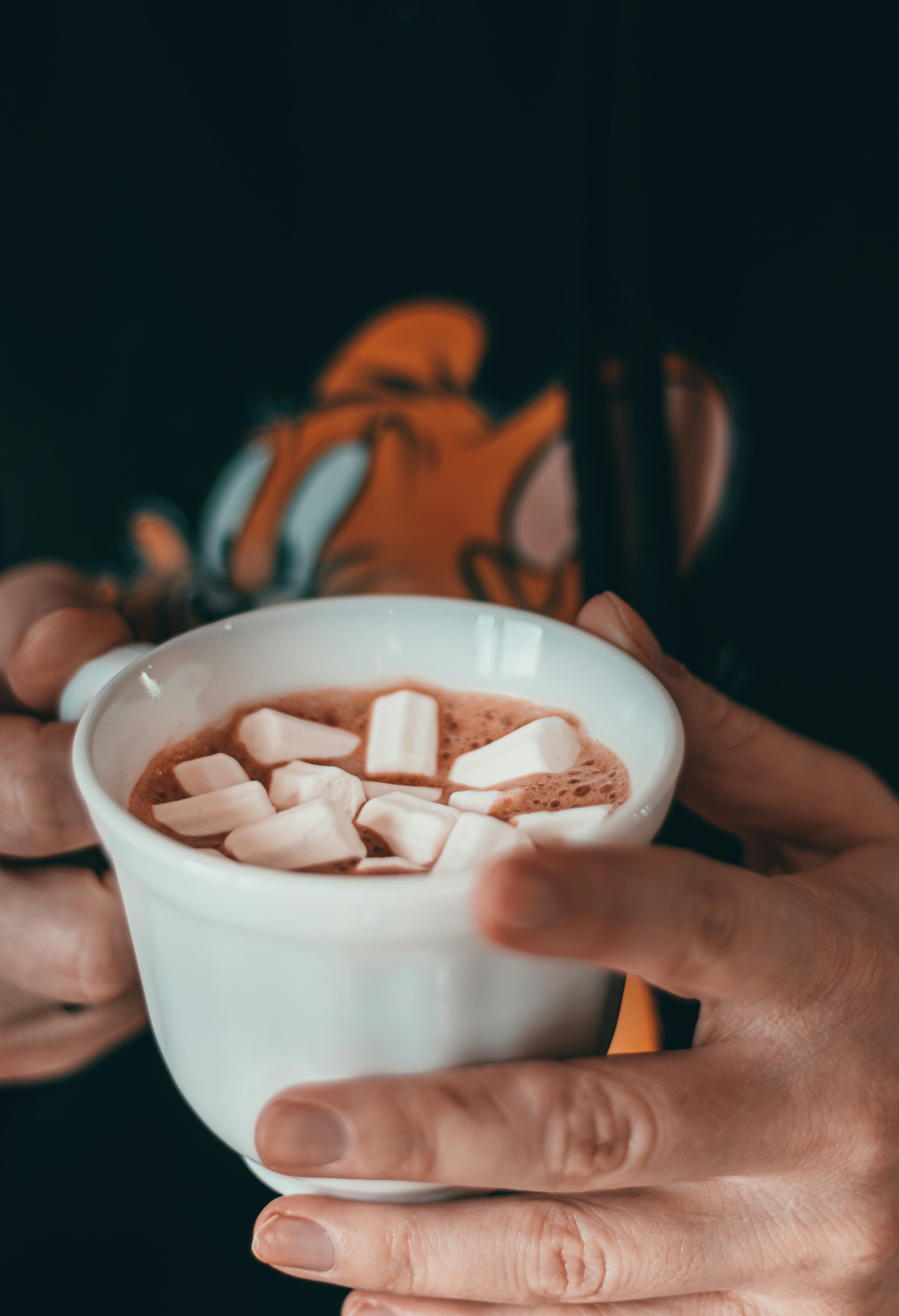 Cozy Cocoa in Focus: Marshmallows, Hands, and Quiet Warmth