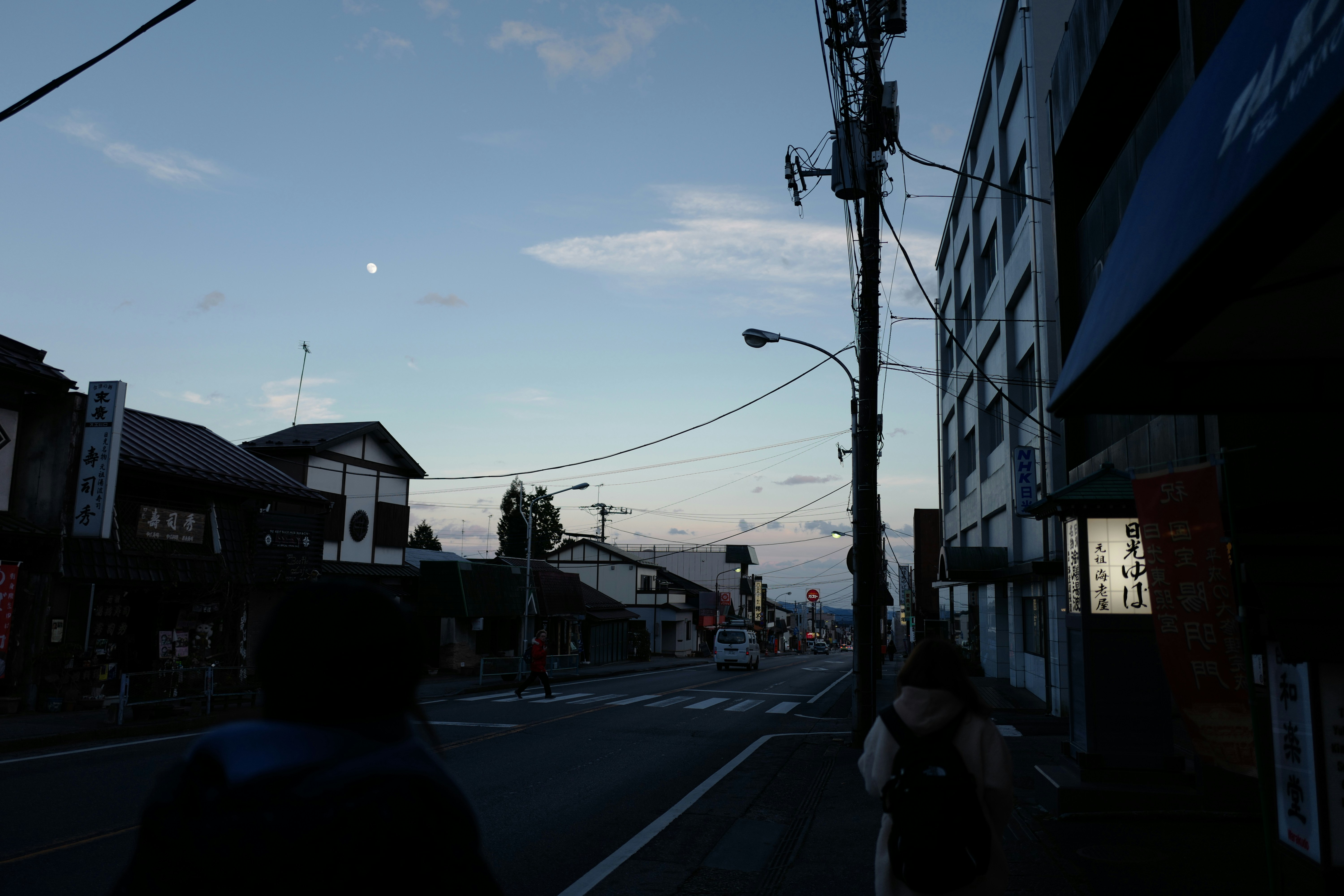 Suburban Japanese street at dusk