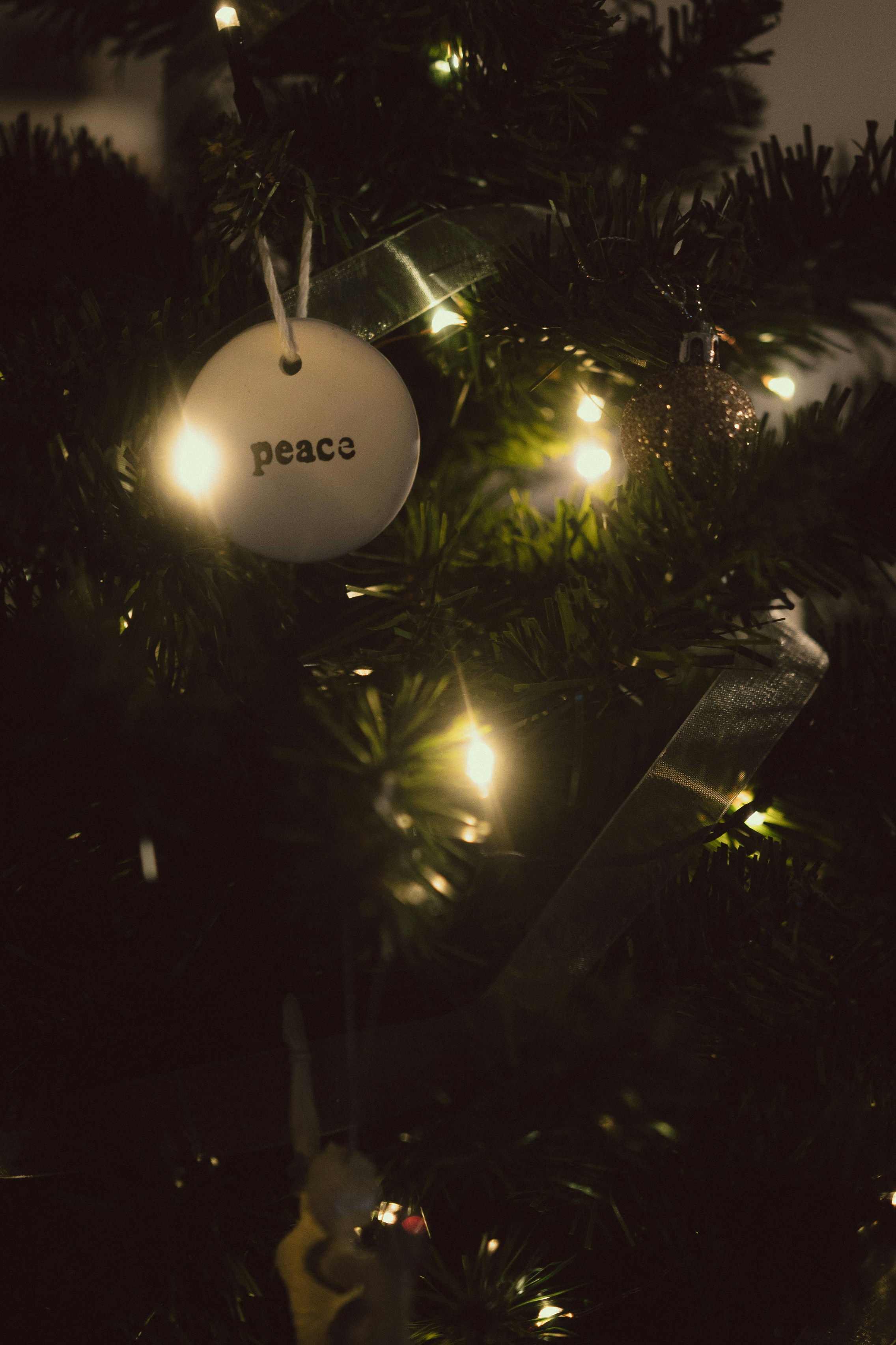 a close up of a christmas tree with lights