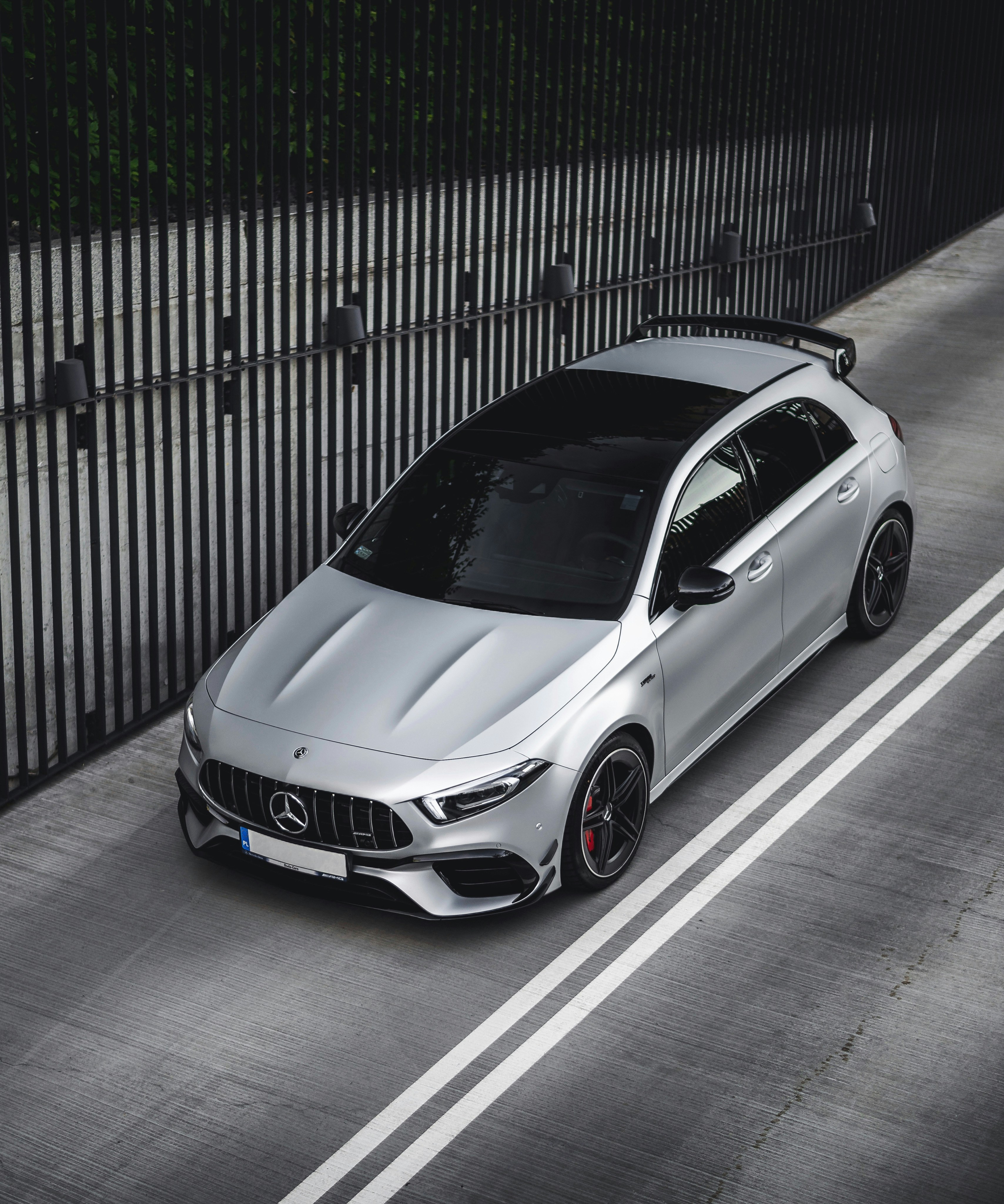 Sleek Silver Machine on Urban Canvas