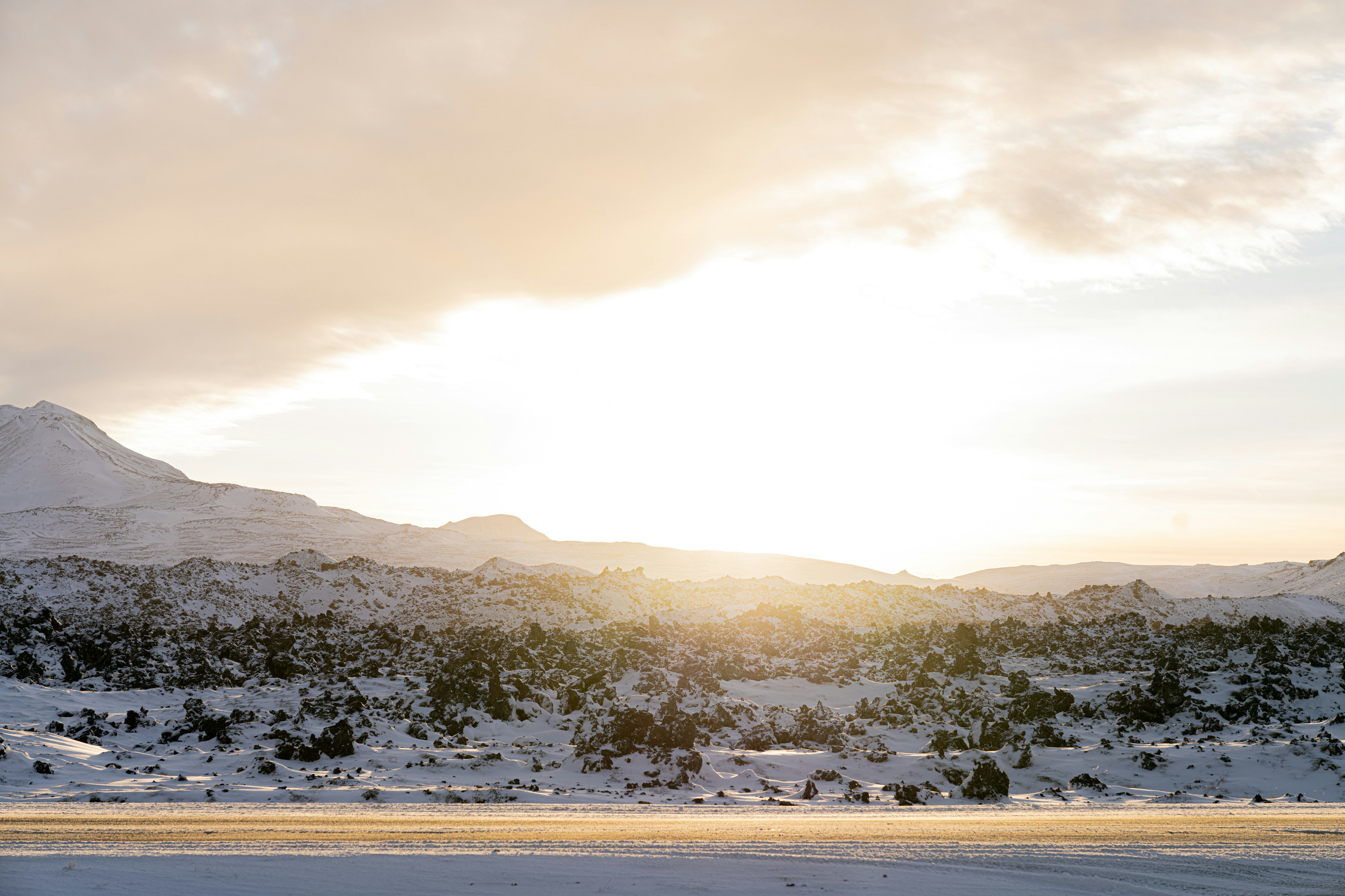 Dawn's Gold Over a Snow-Wrapped Plain