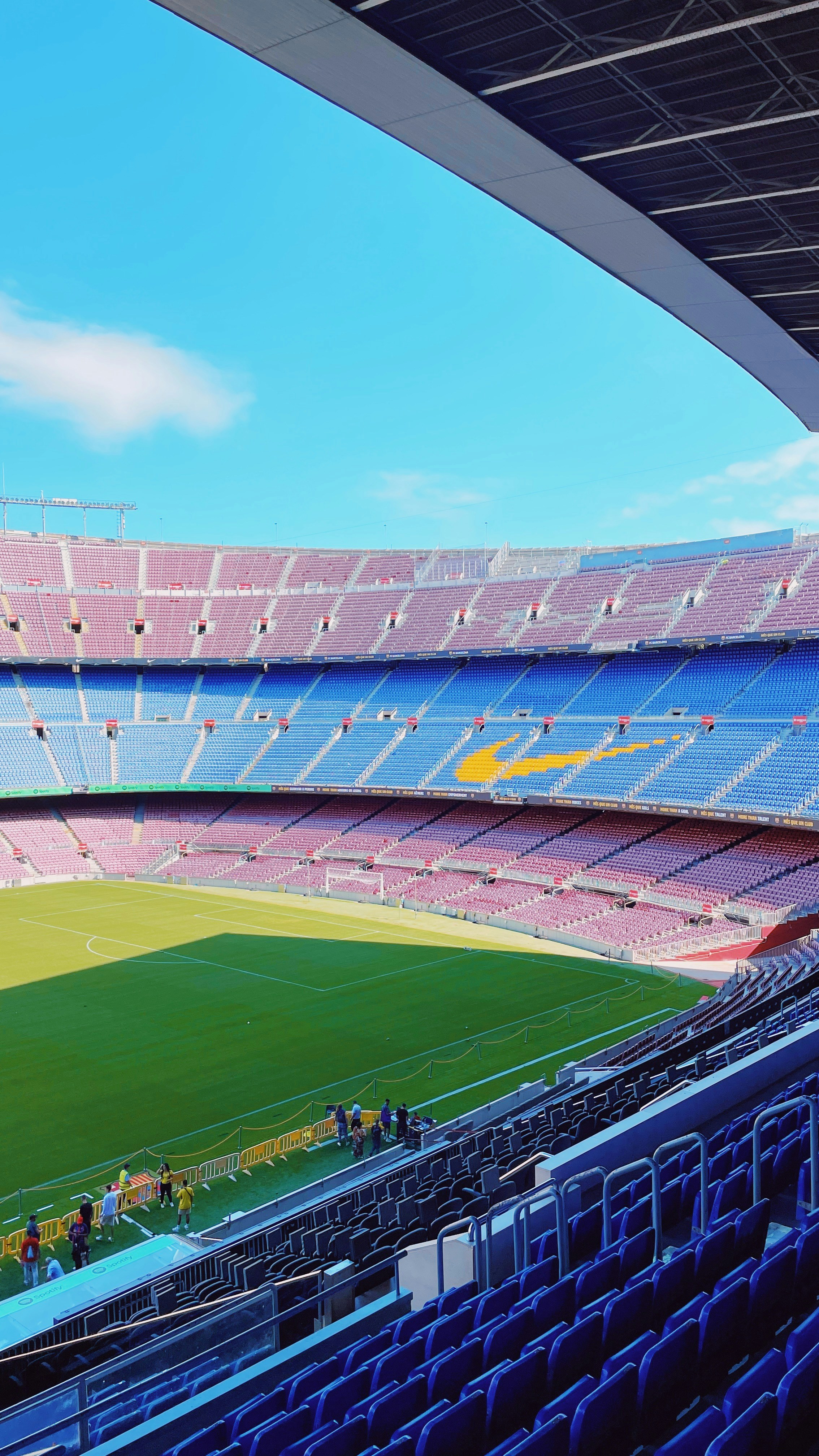 A stadium filled with lots of blue seats photo – Free Camp nou (fc ...