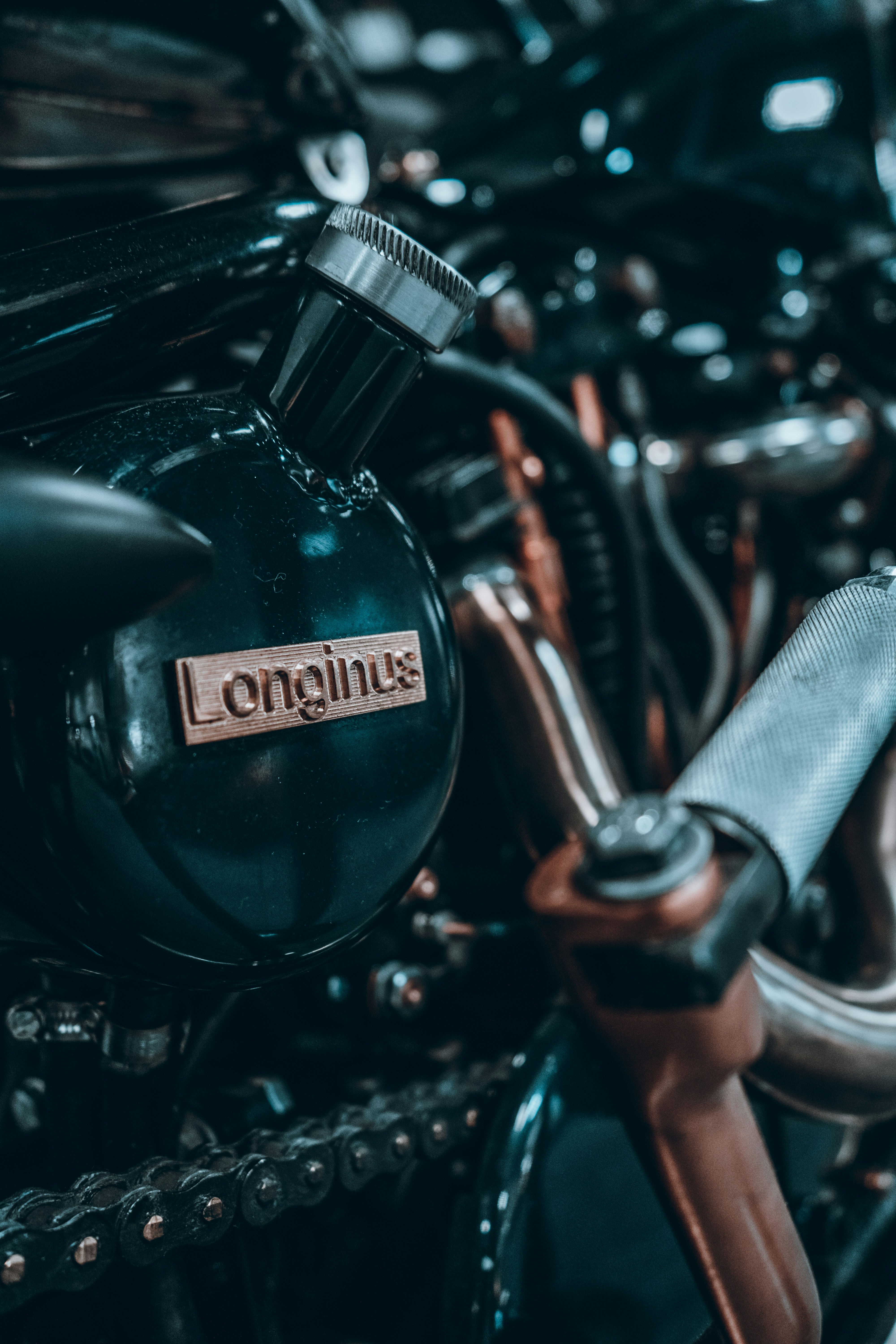 Engine Heartbeat: Close-Up of a Classic Longines Branding Amid Mechanical Rhythm