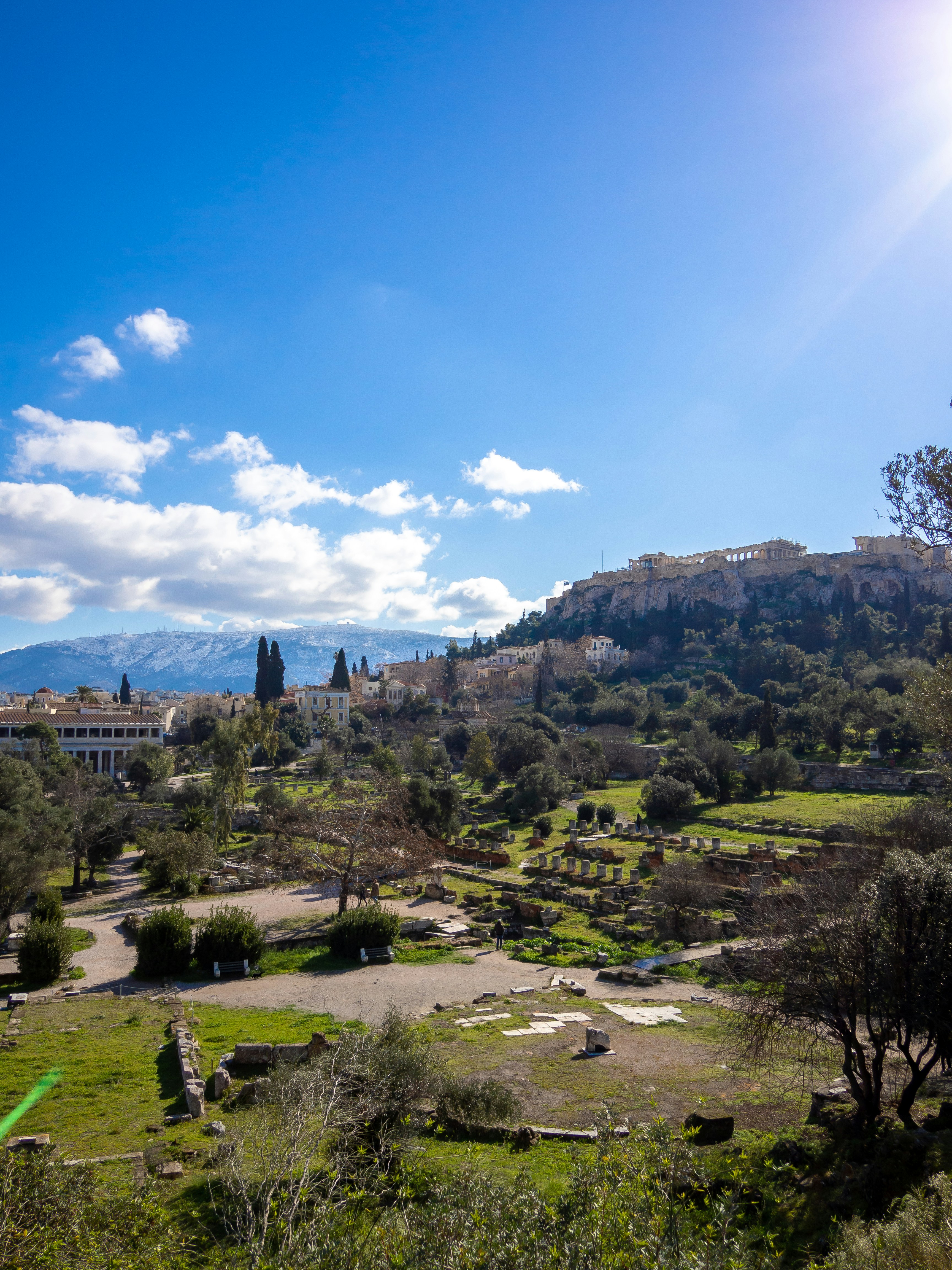 Aegean Terrace: Ancient Ruins Beneath Wide-Open Sky