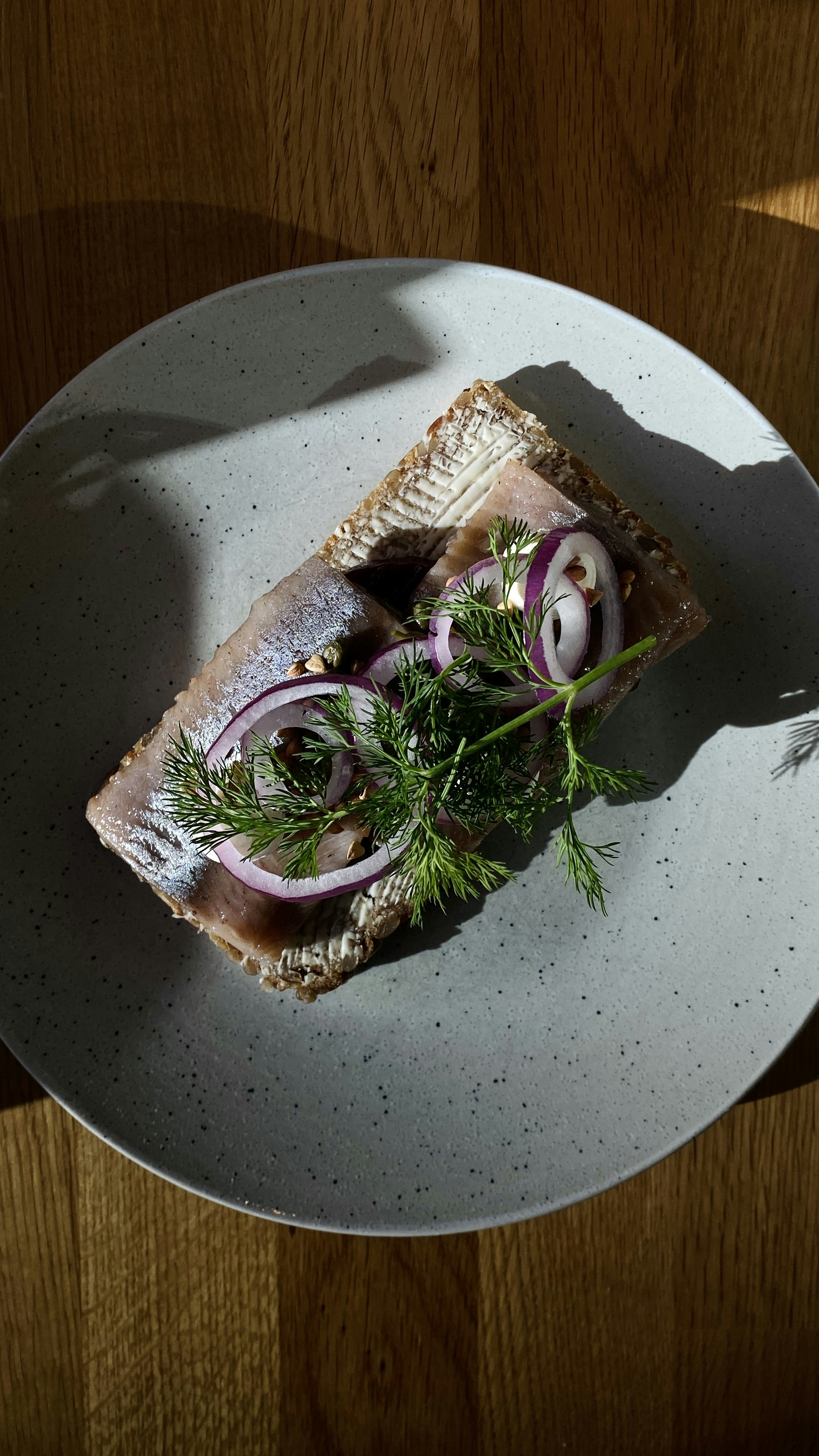 Herbed Trout on Rustic Toast with Red Onion Ring
