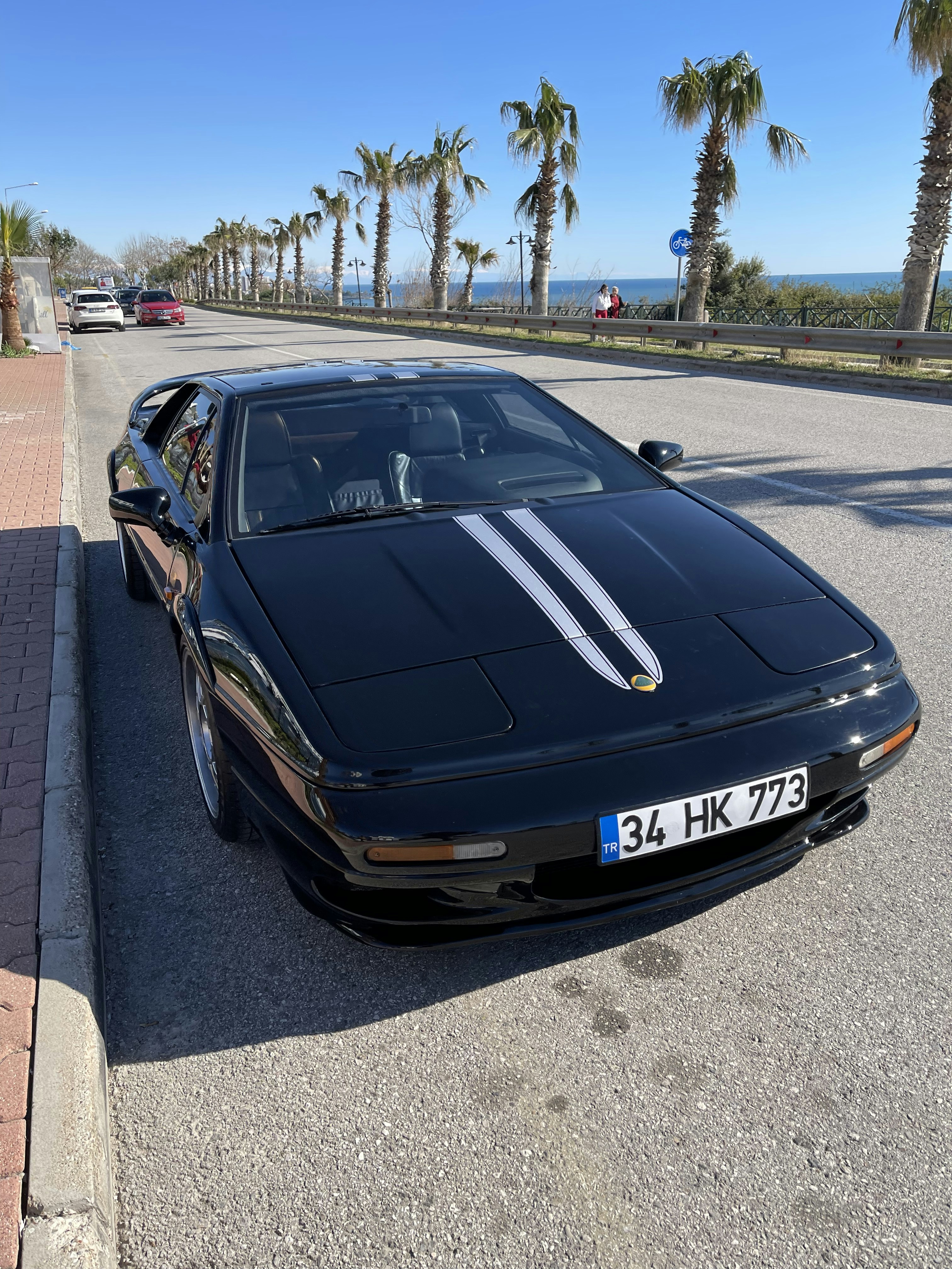 a black sports car parked on the side of the road