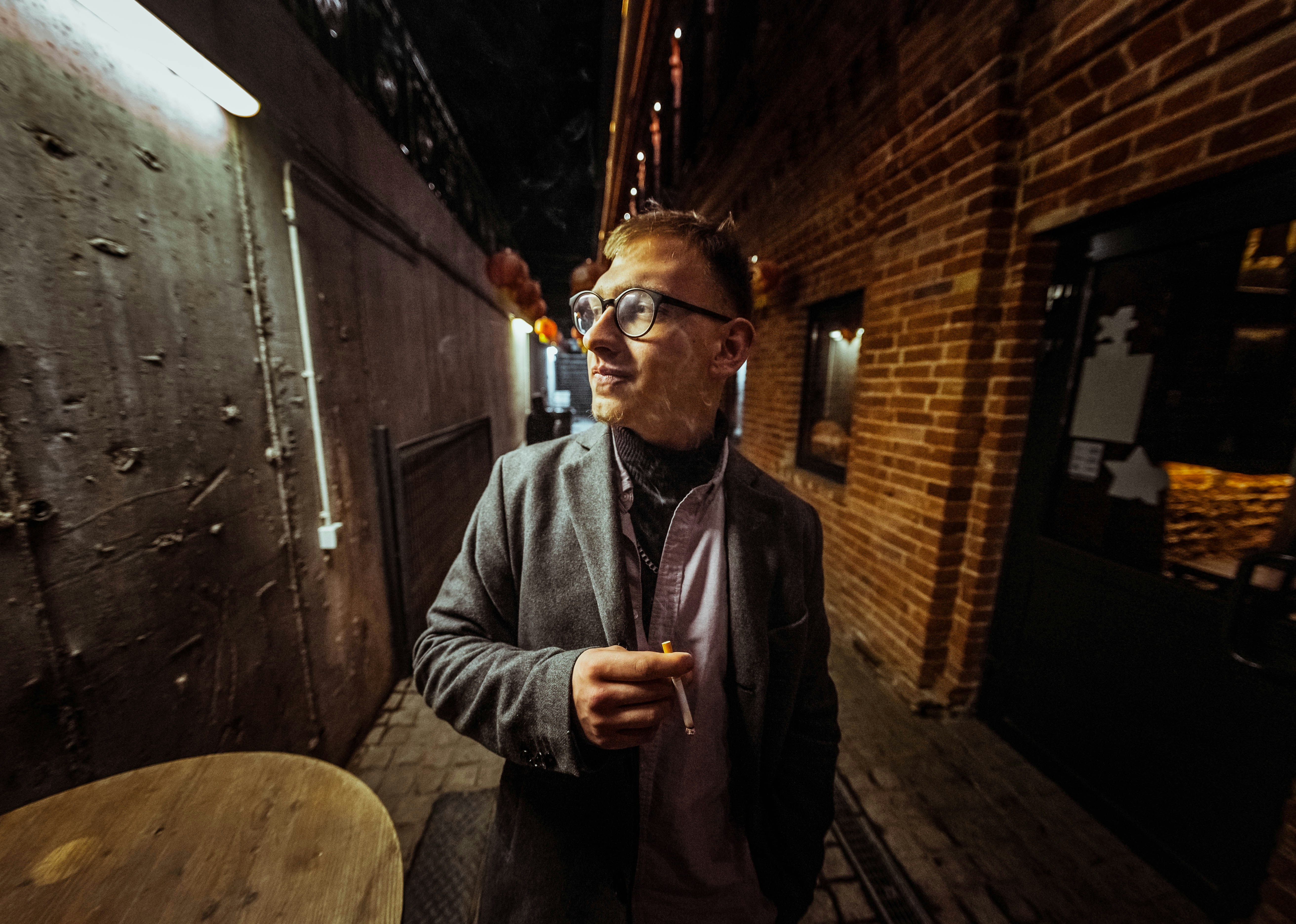 Nighttime Reflections in the Alleyway
