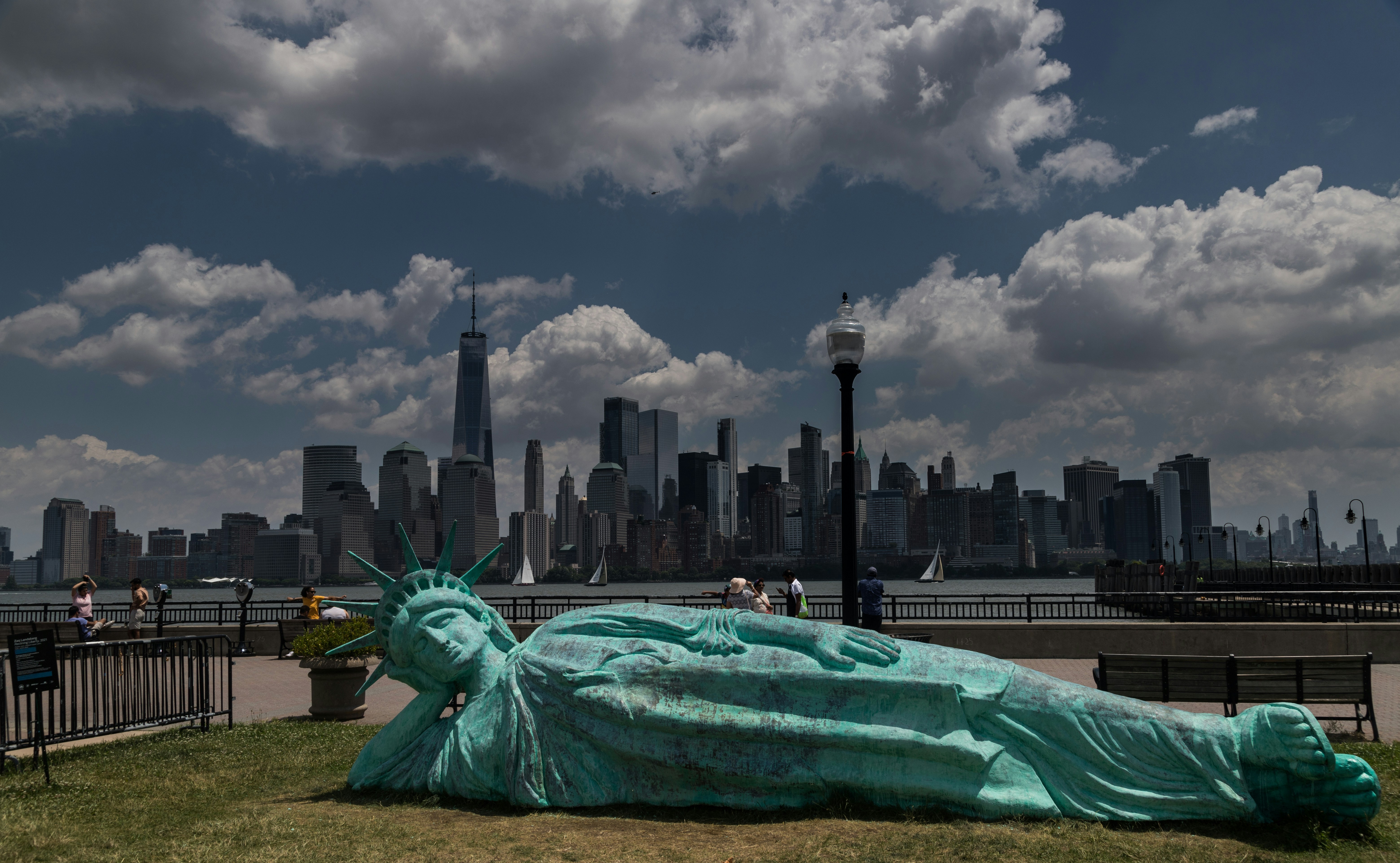 A Quiet Sentinel: Statue of Liberty Reclined beside the NYC Skyline