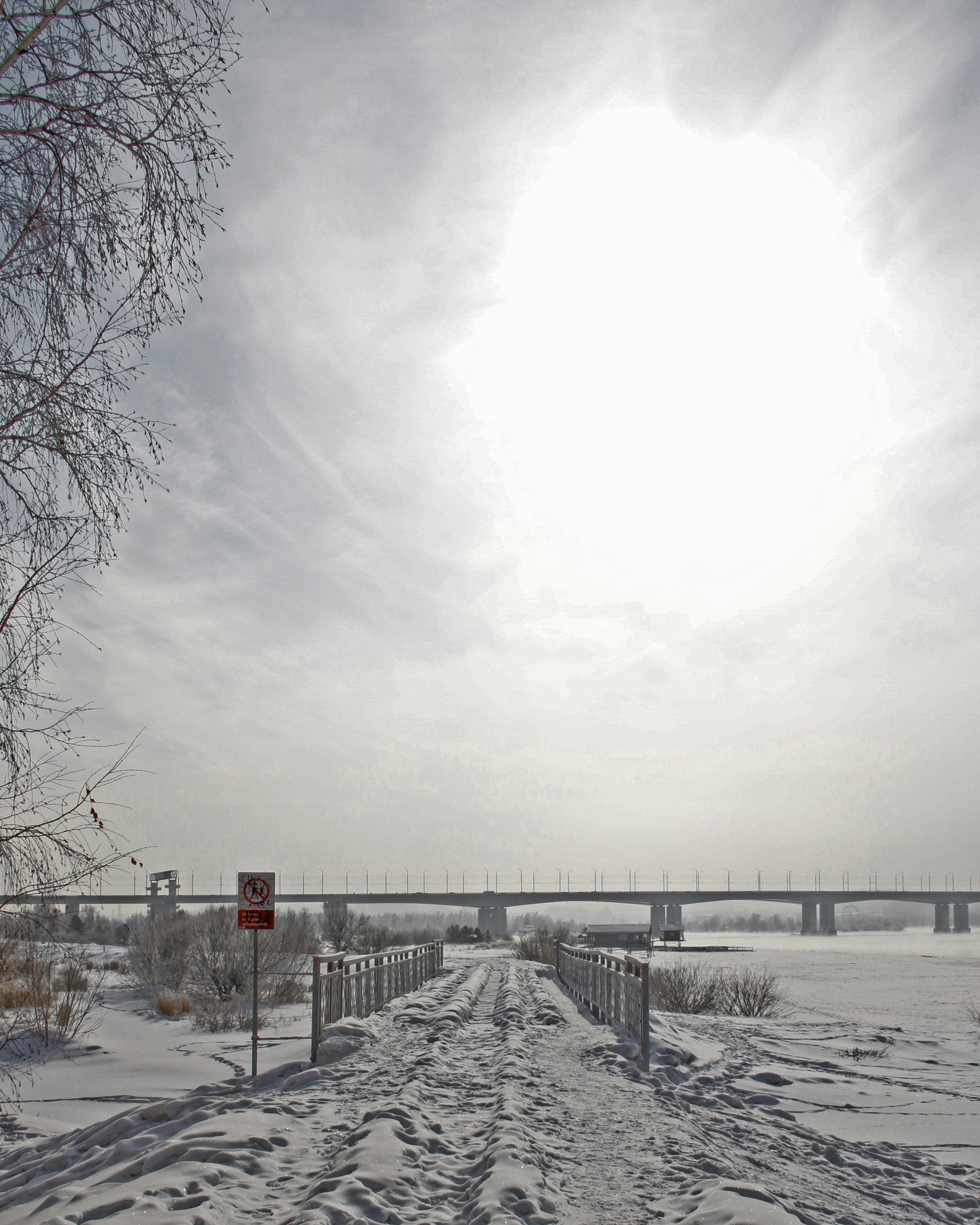 Snowbound Pier to the Bright Sky