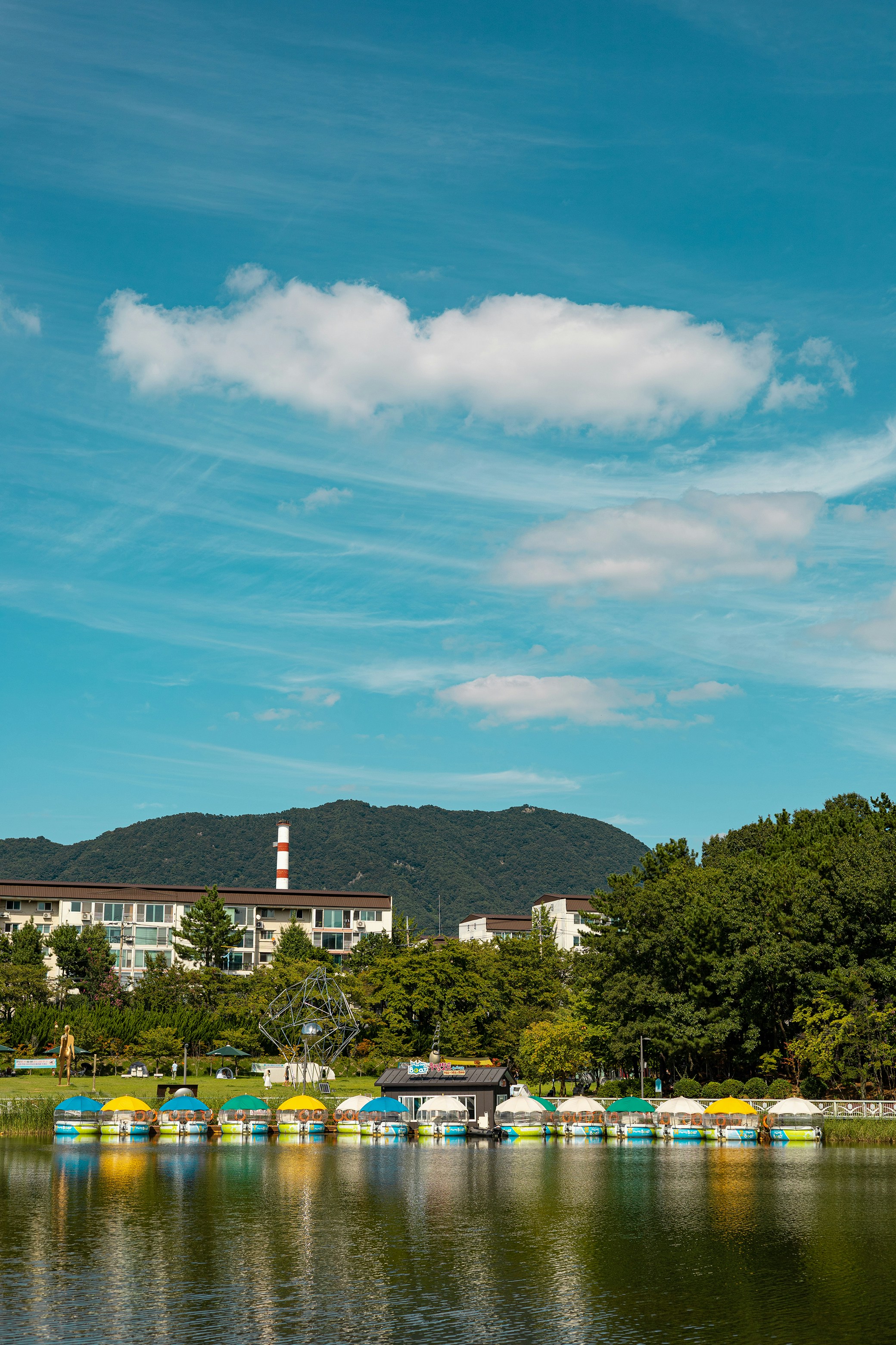 Lakeside Campus Under a Wide Blue Sky
