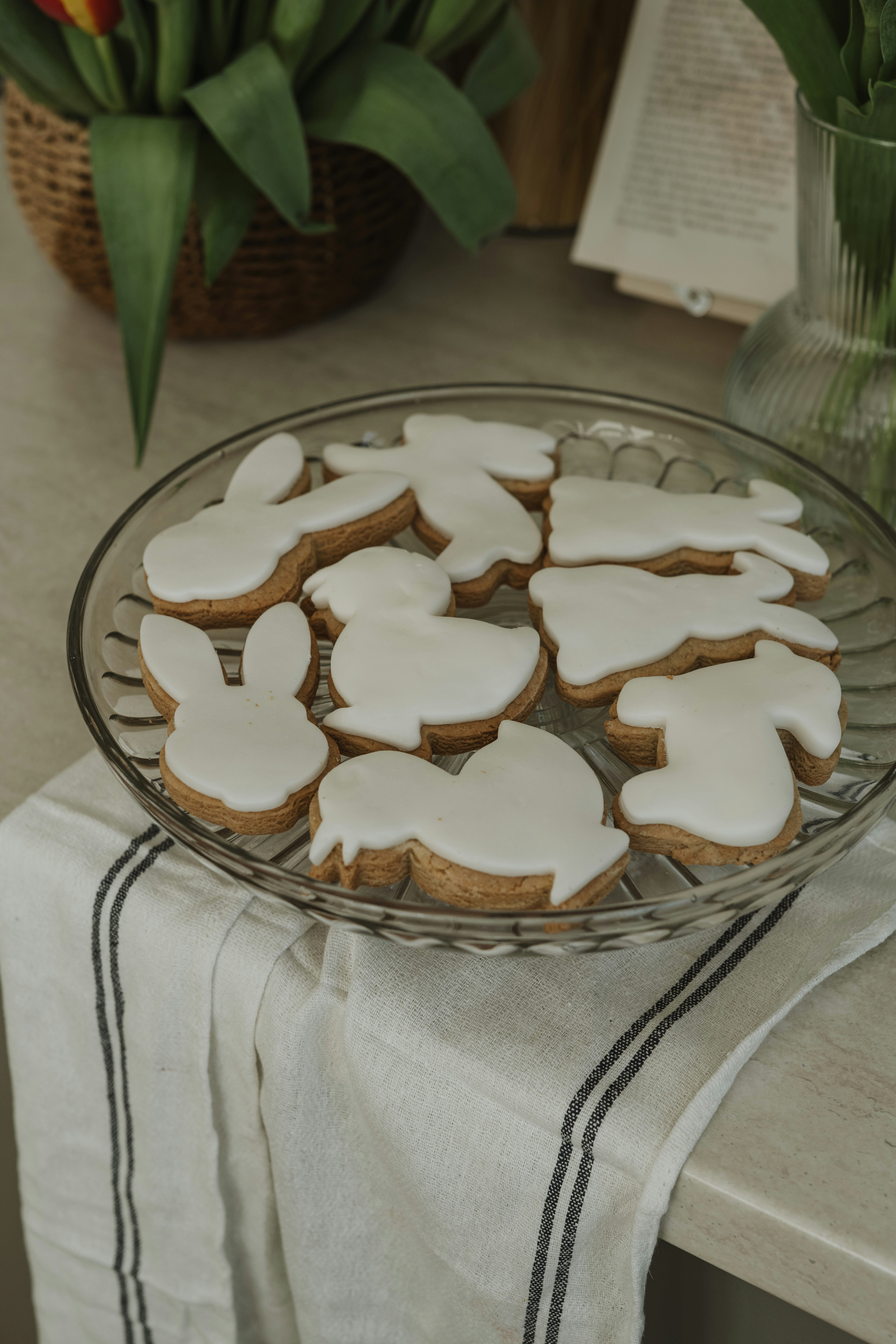 Icing Shapes on a Glass Plate: Quiet Kitchen Cookies