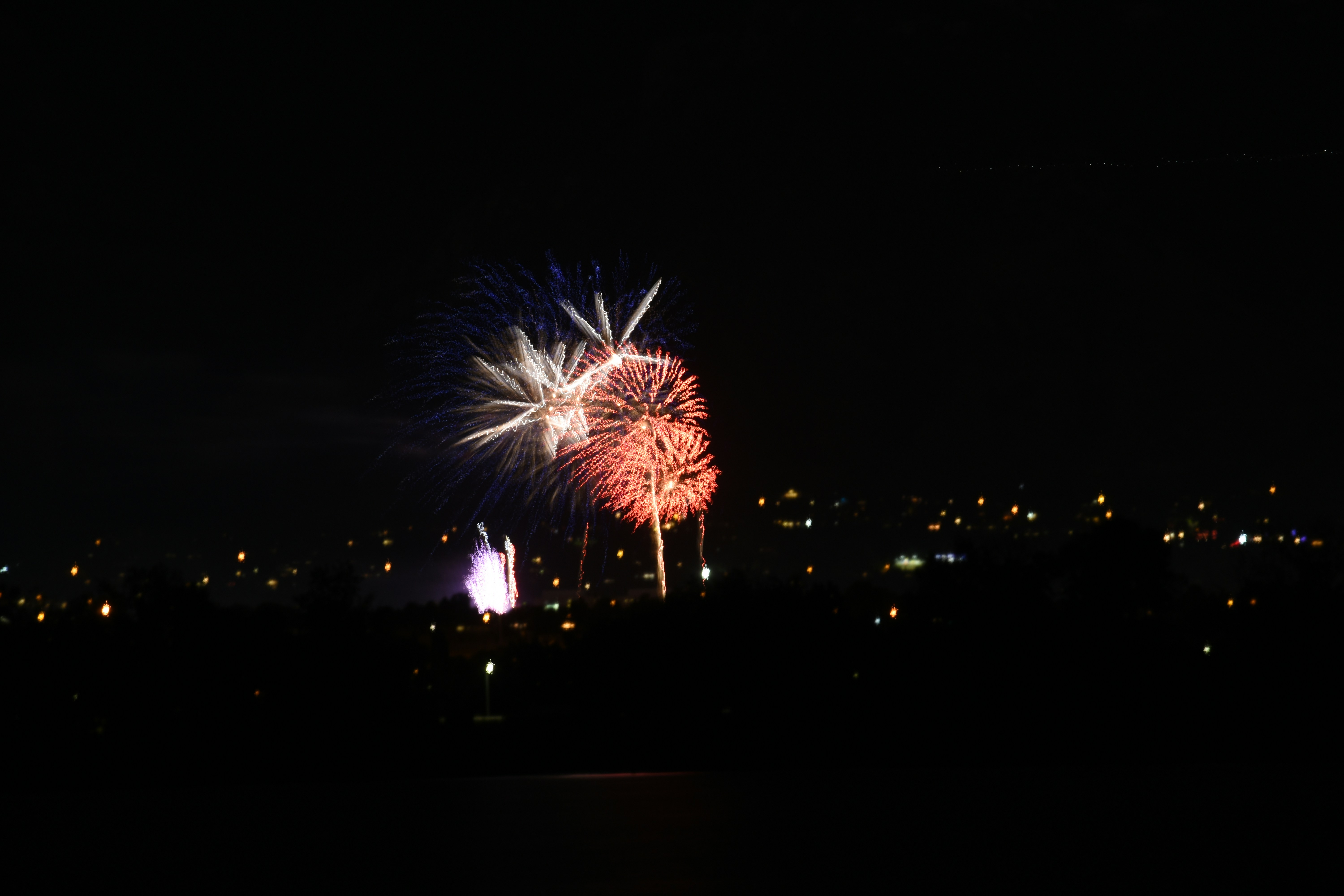 A fireworks display in the night sky over a city photo – Free Nikon ...