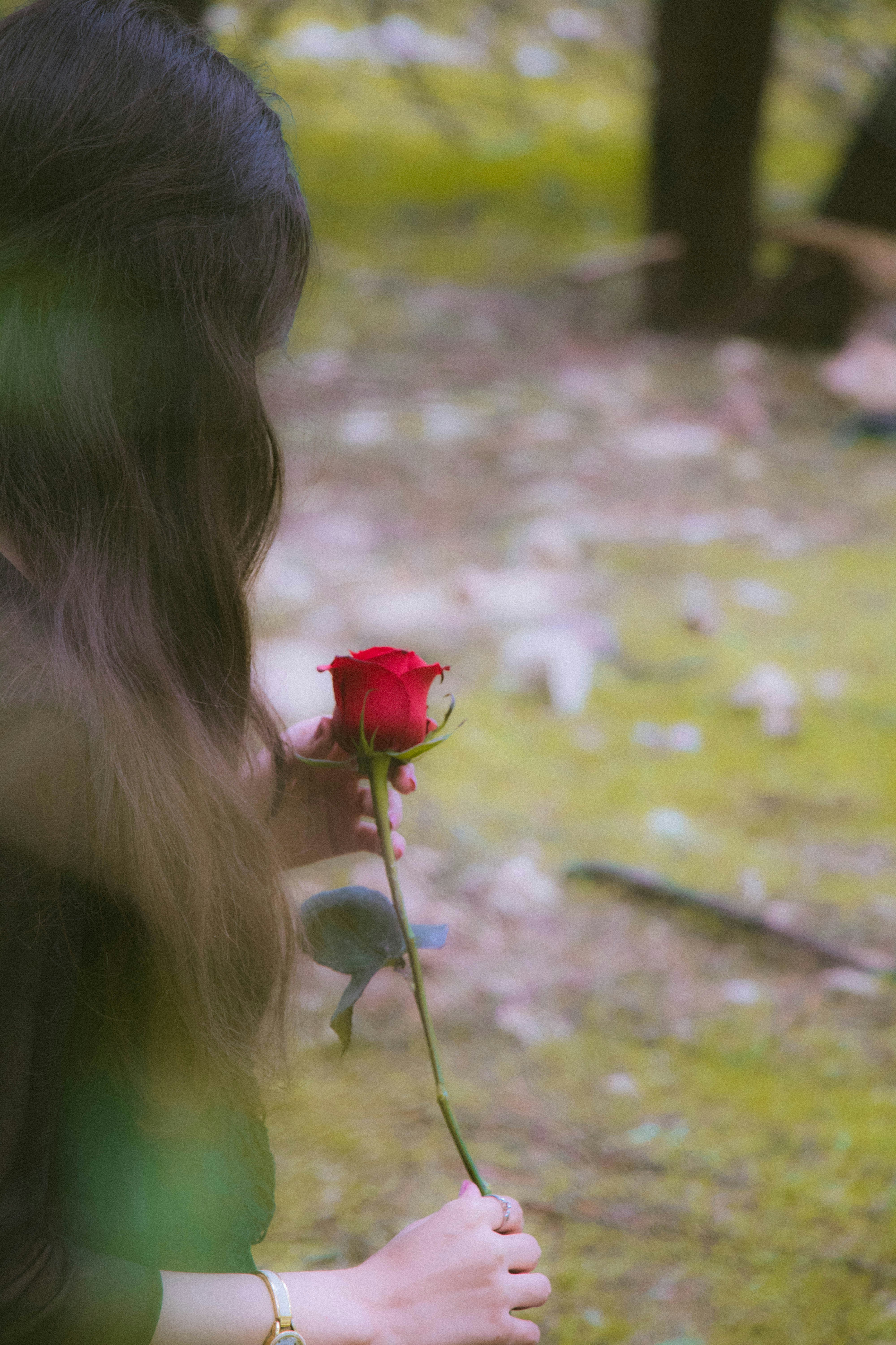 Sad Girl With Flower In Hand