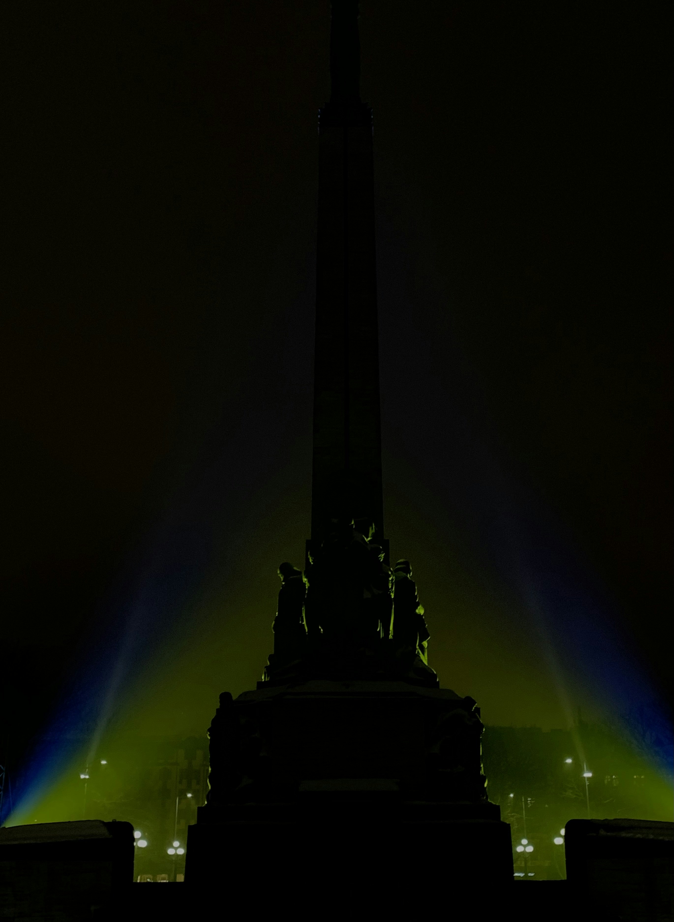 Illuminated Monument Under Nightfall