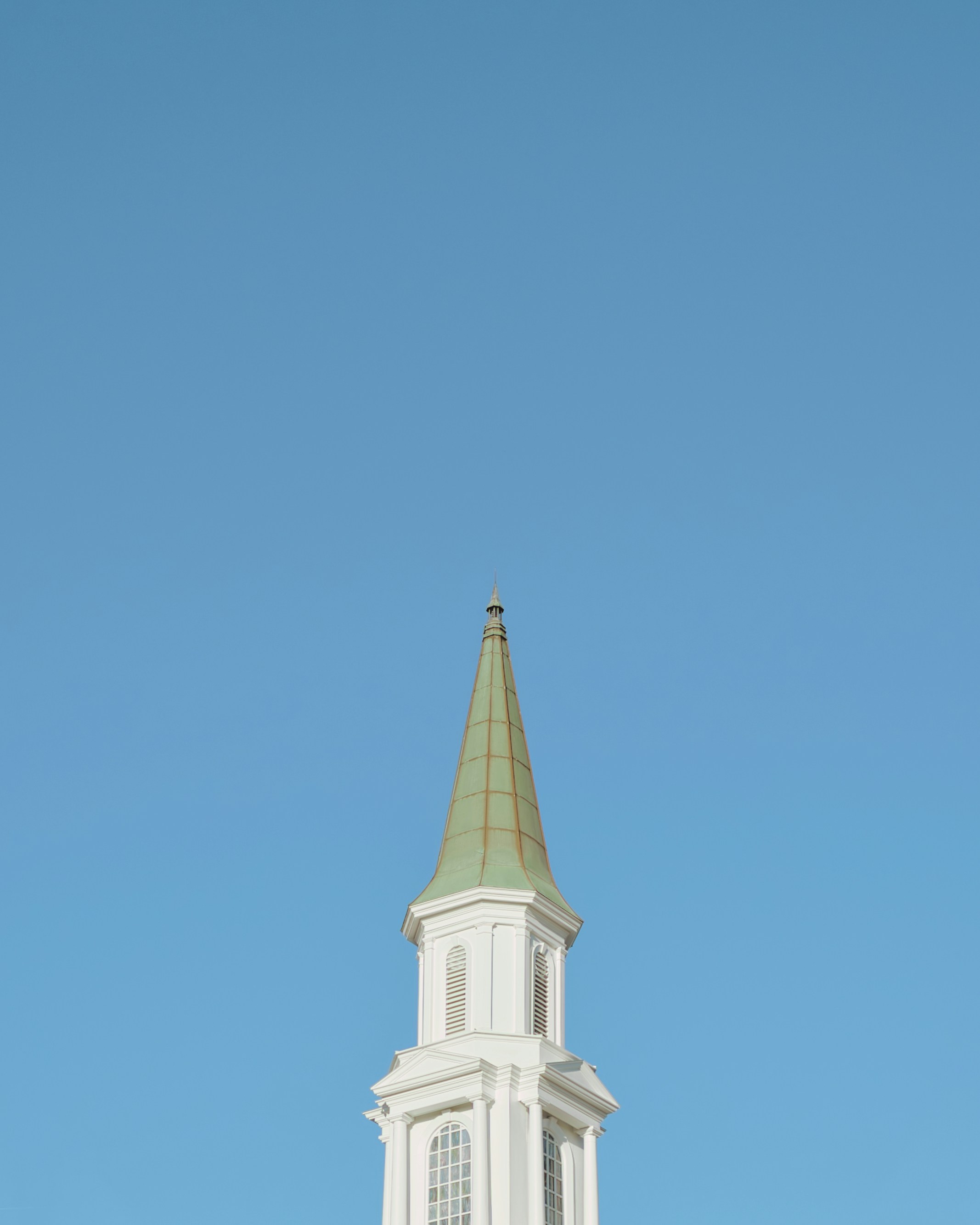 A white clock tower with a sky background photo – Free Small town vibes ...