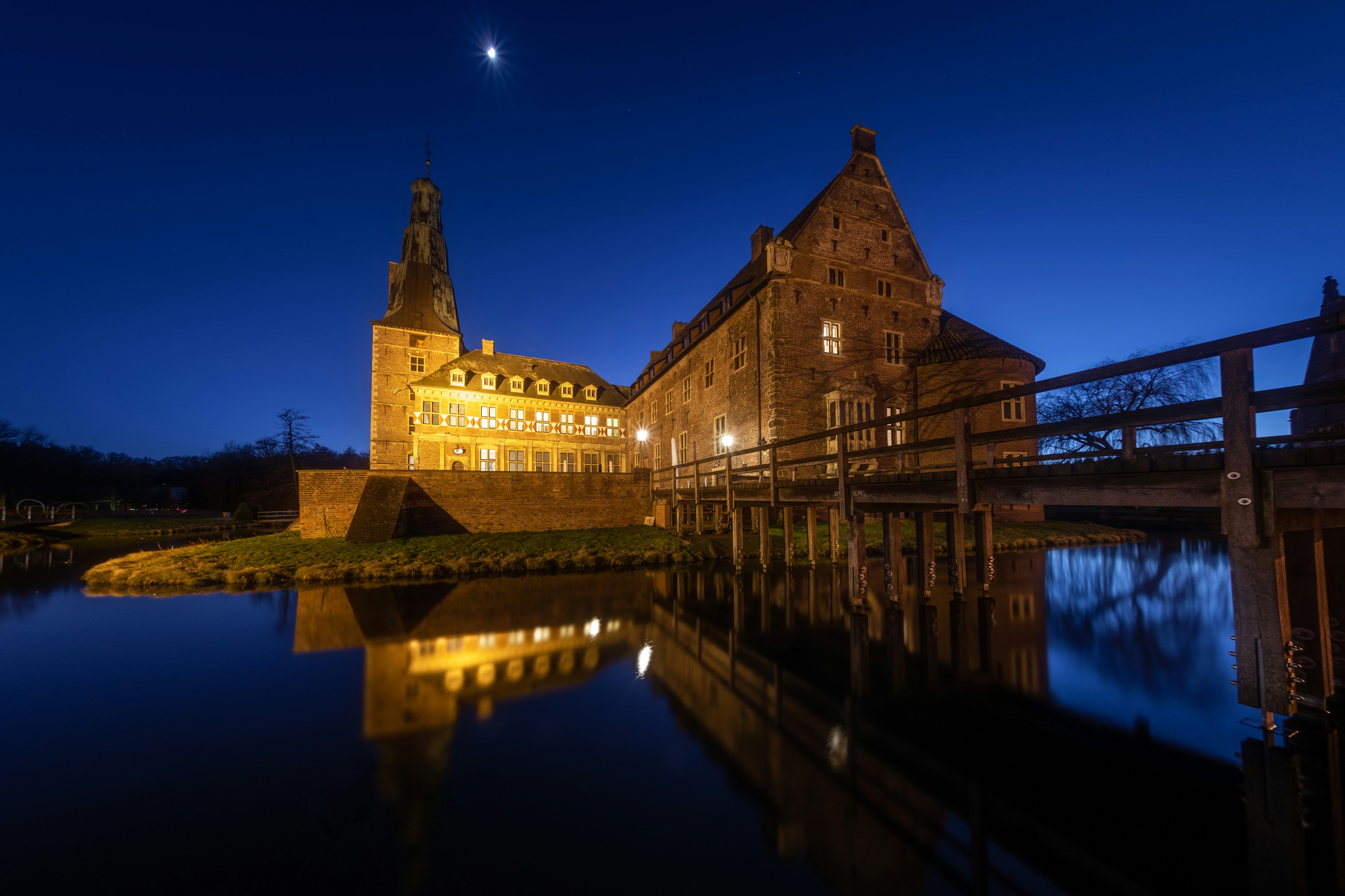 Moonlit Reflections at the Historic Castle