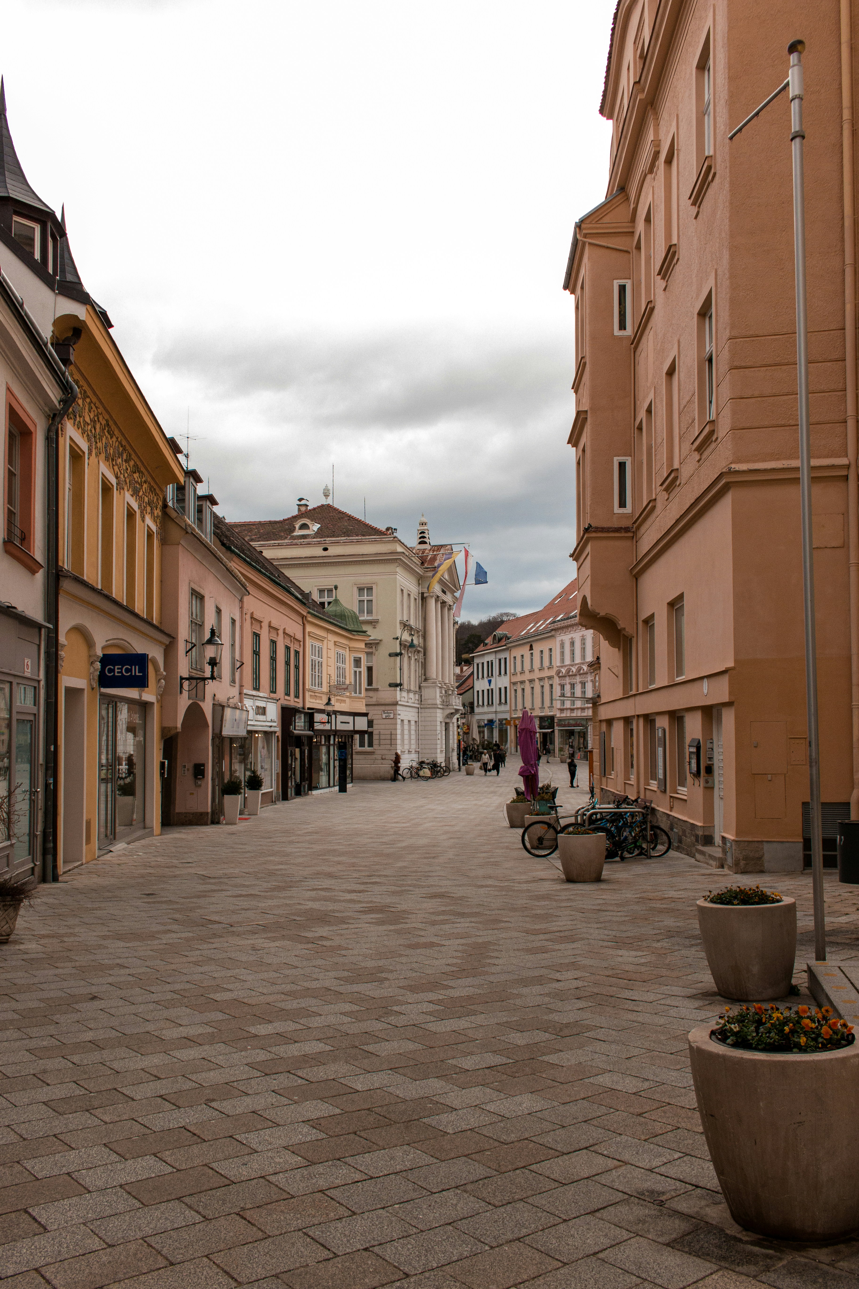 a city street with a few buildings on both sides
