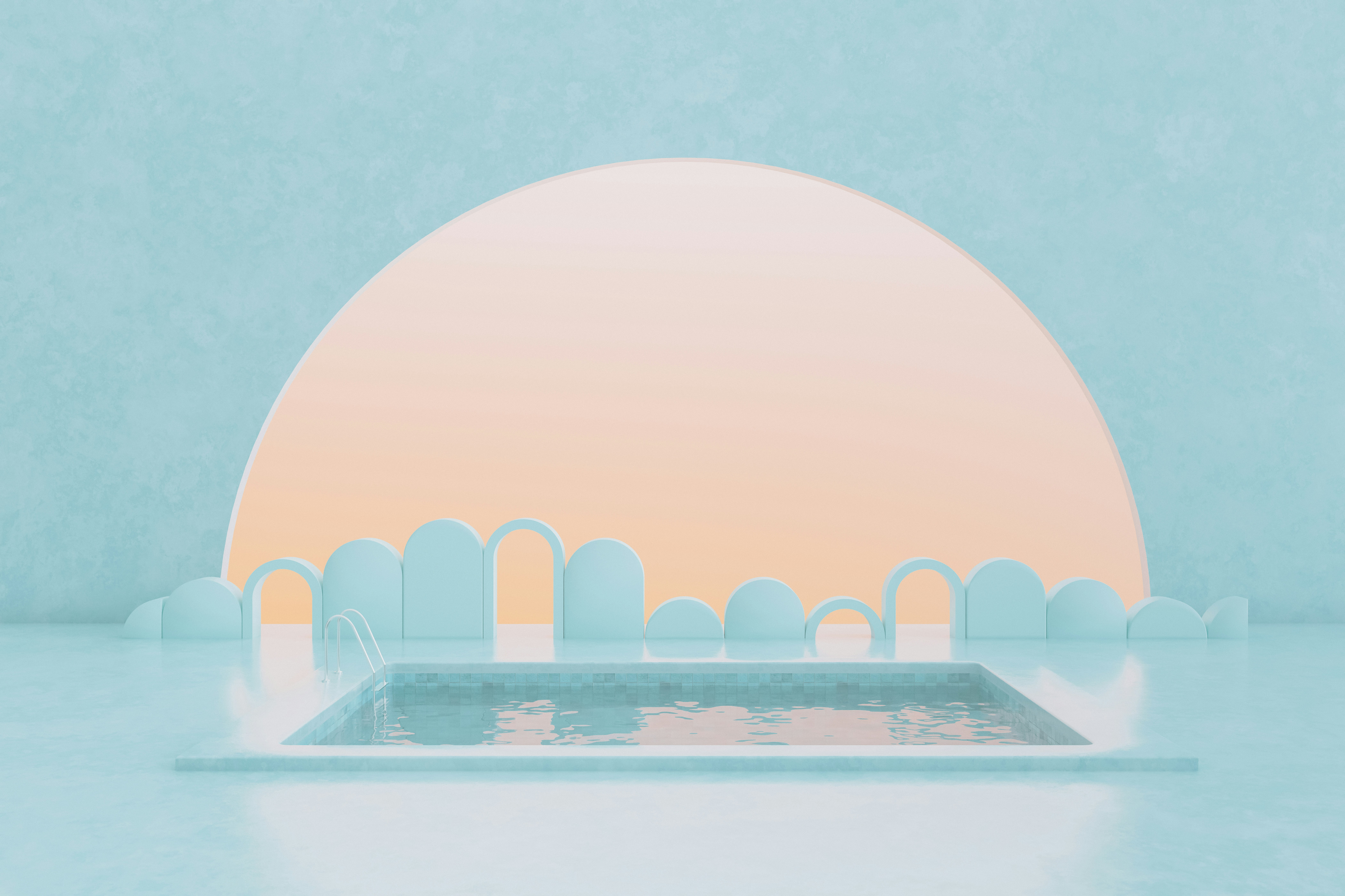 A pool with a water feature in the middle of it photo – Free Swimming ...