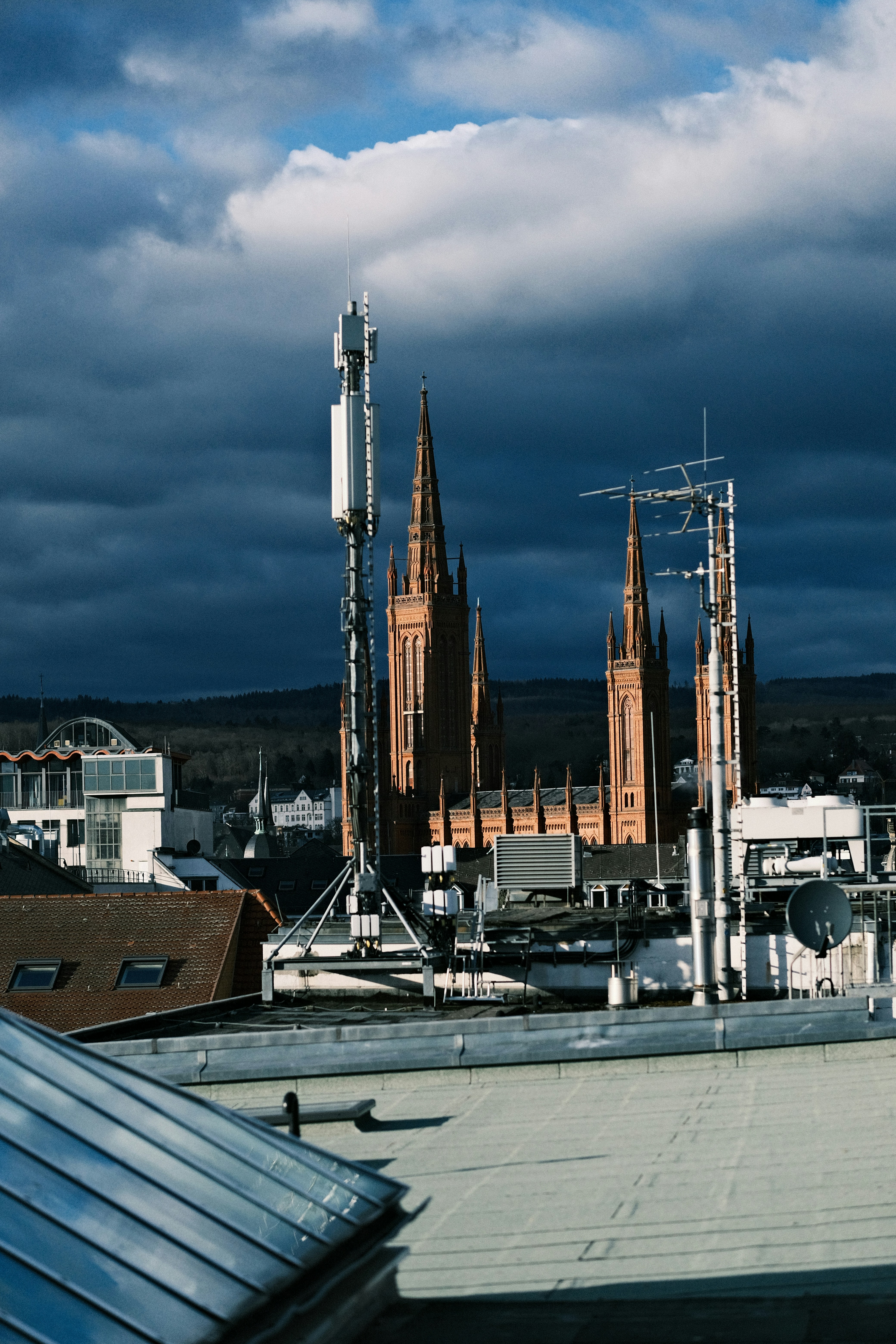 a view of a city from a rooftop