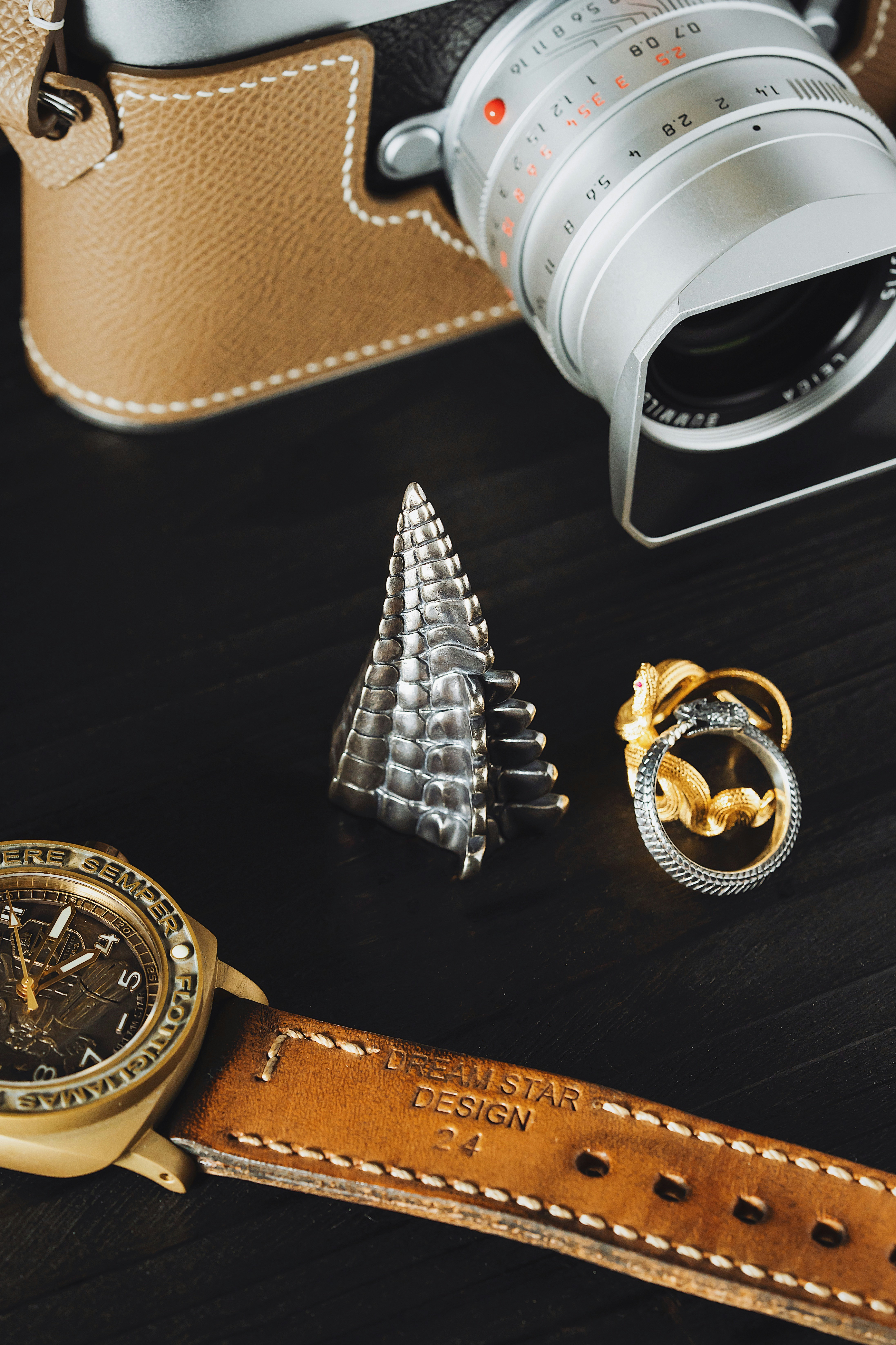 Vintage Lens, Modern Moments: A Leather Band and Metal Echoes