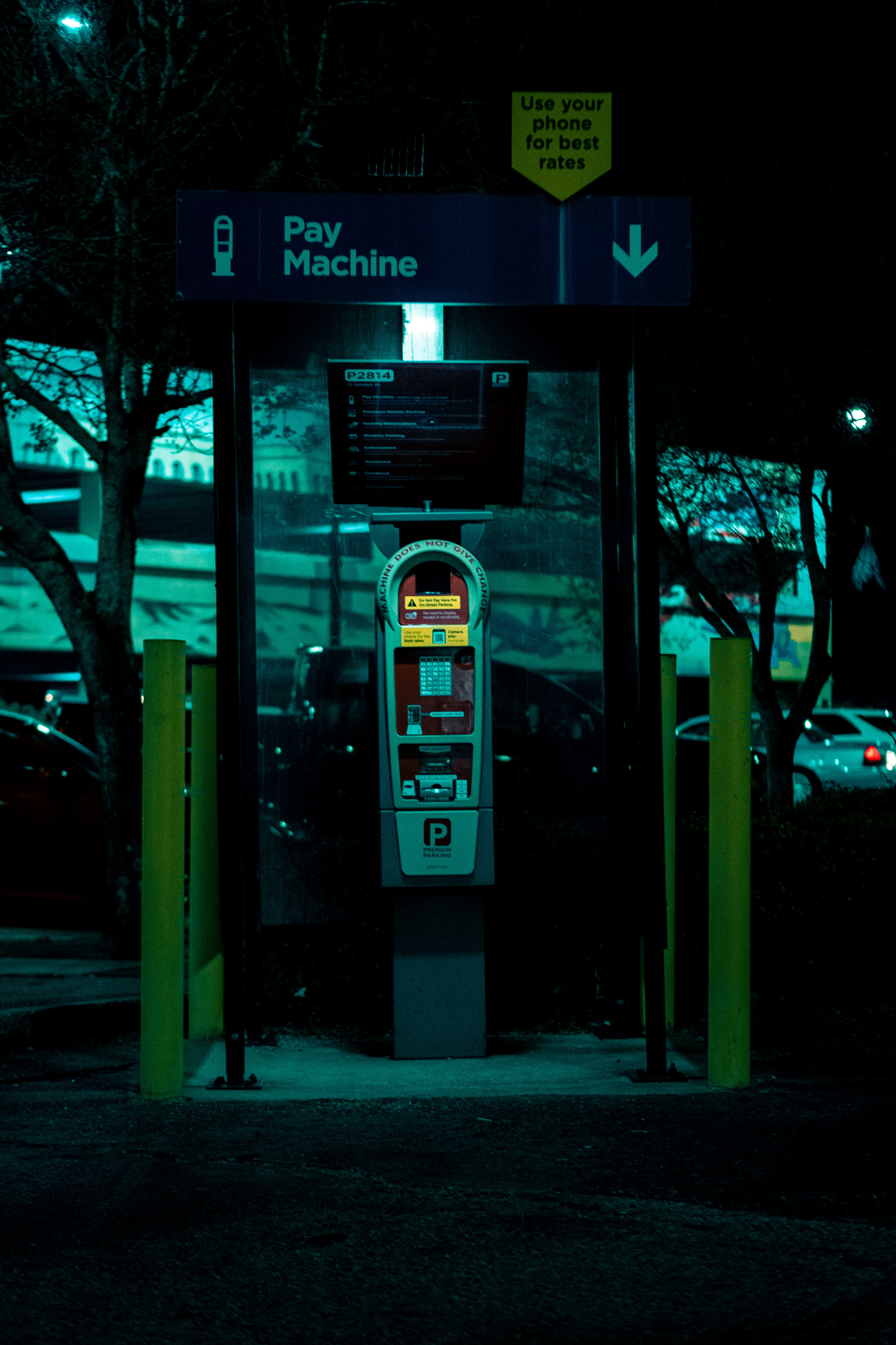 Neon Night at the Parking Kiosk