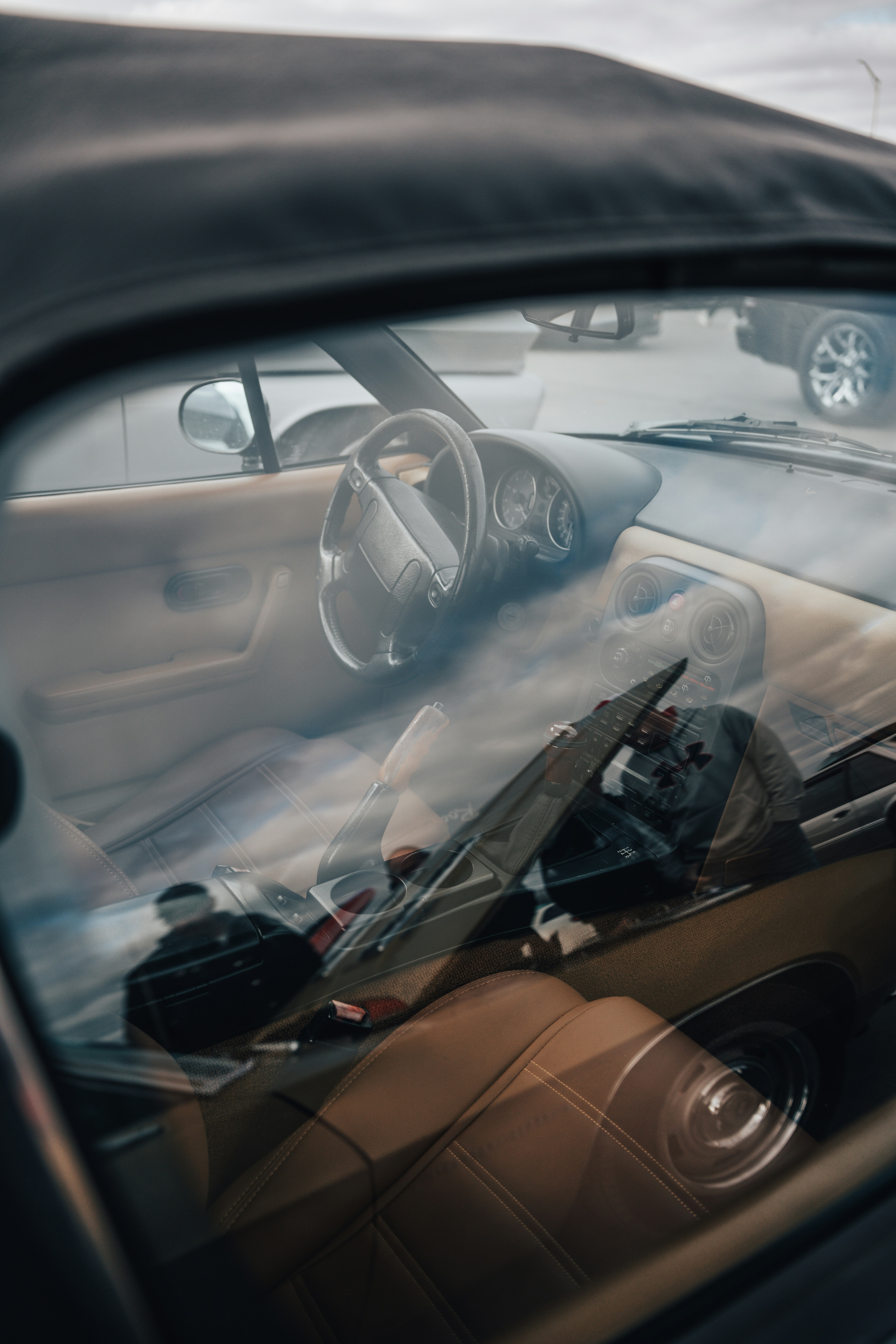 A car's interior is reflected in the rear view mirror photo – Free ...
