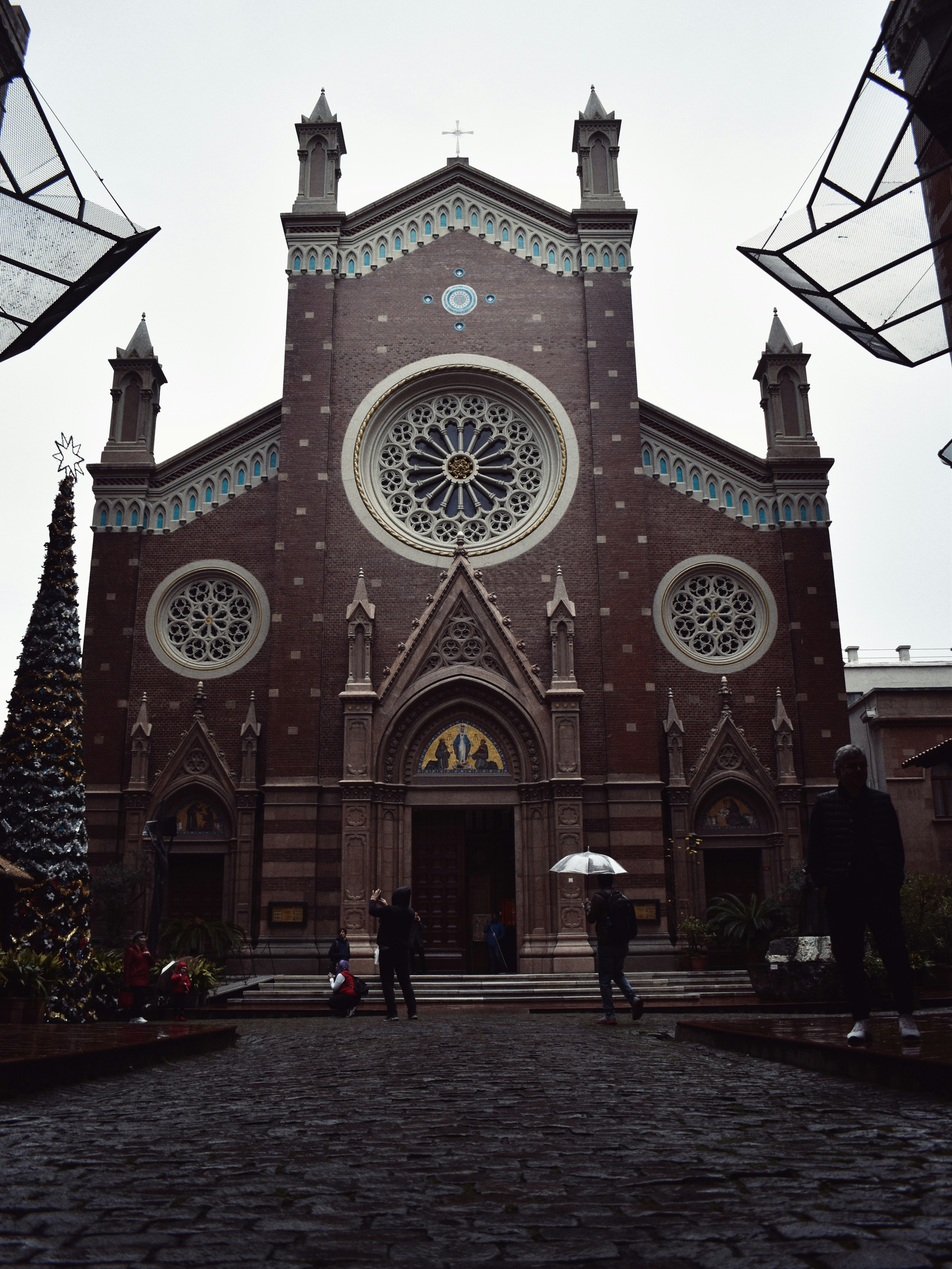 Center of Stone: The Rose Window Framed by a Snow-Dusted Cathedral