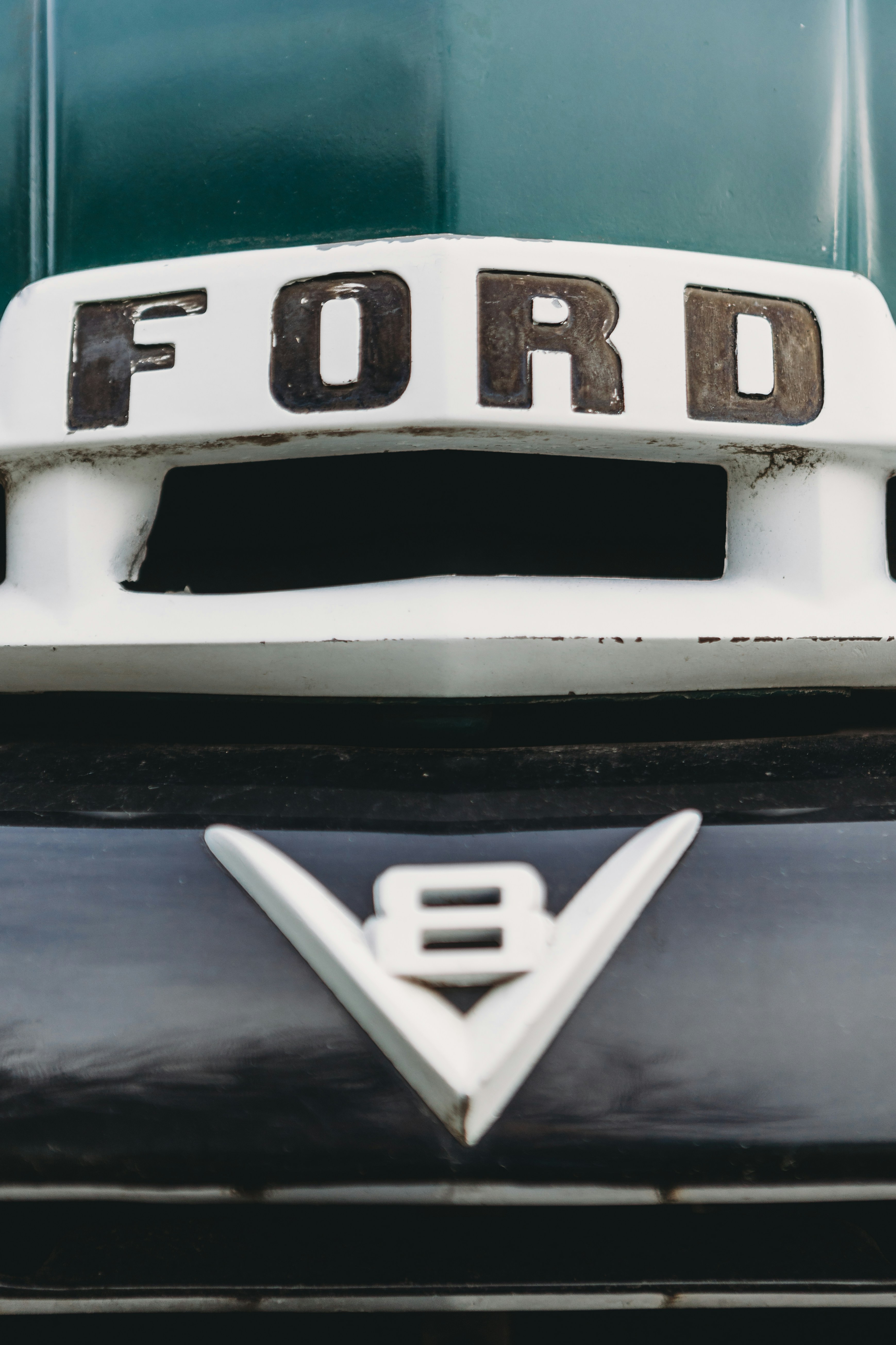 Chrome Crown: Close-Up of Ford's Vintage Emblem