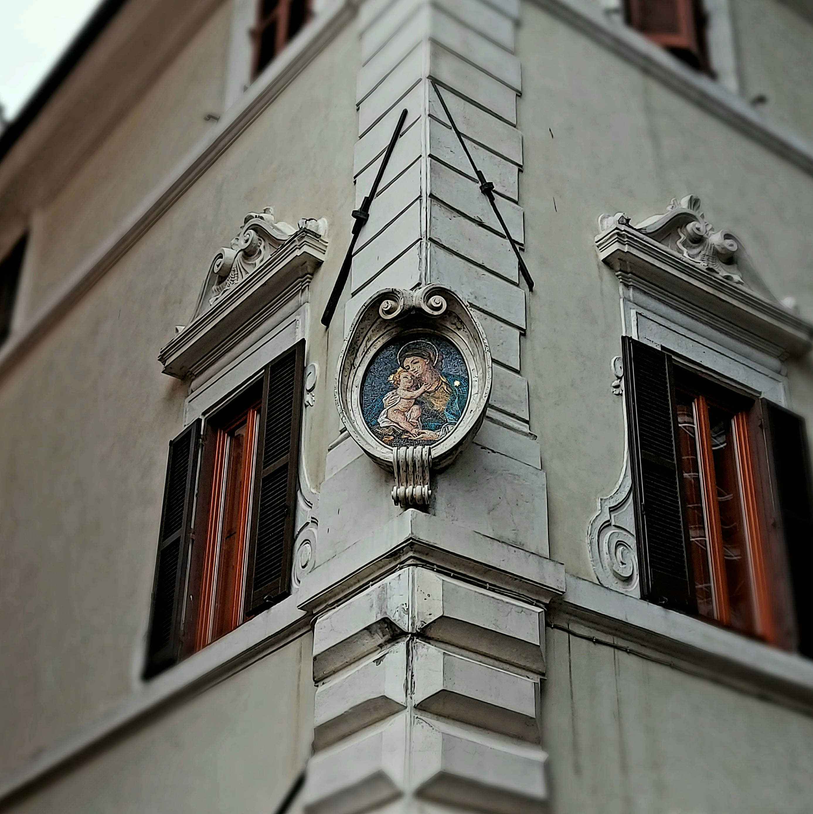 Medieval Facade Mosaic: Portrait Circle at a Corner Greeting Niche