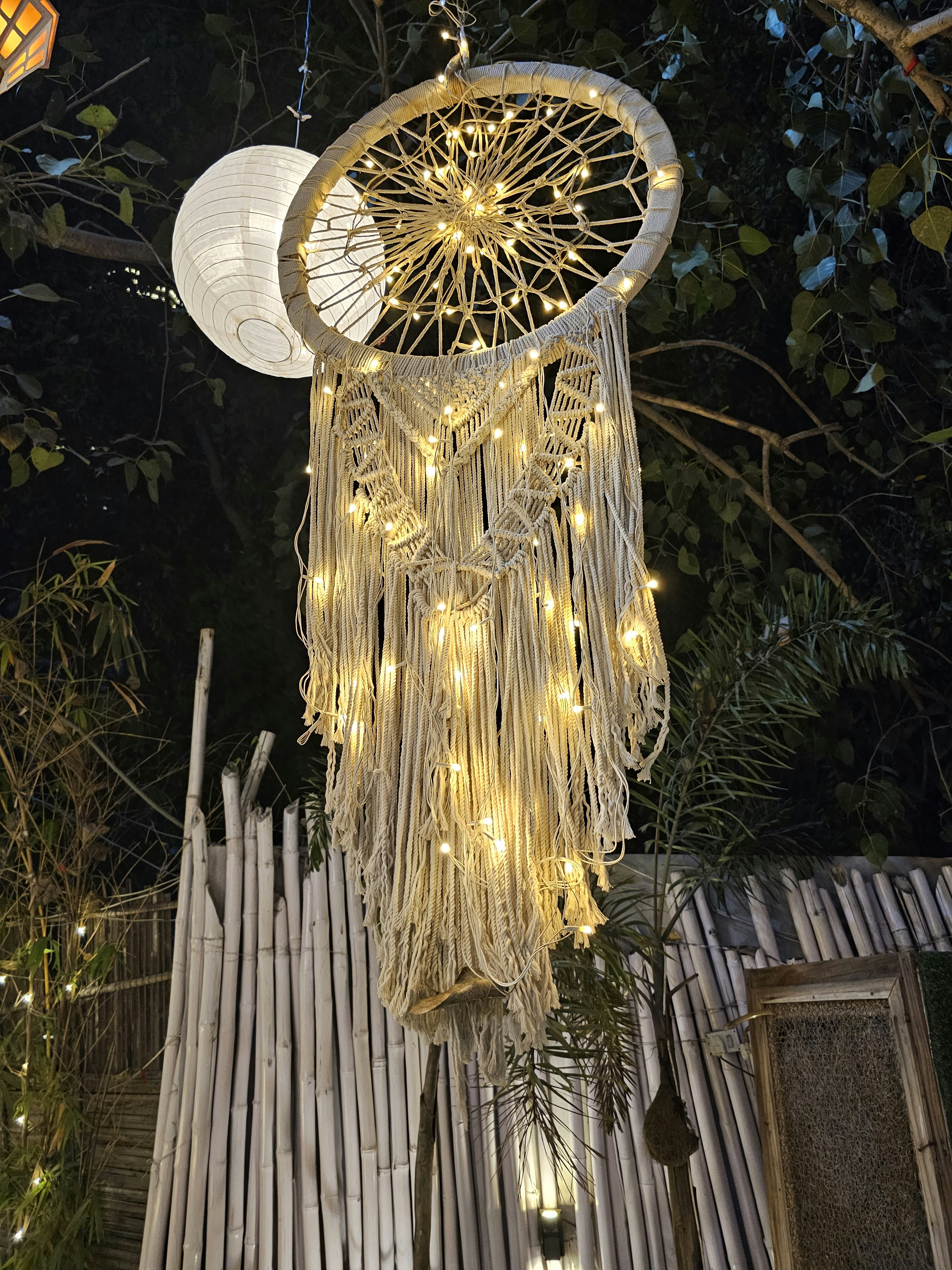 Dreamcatcher Lanterns: a Warm Constellation Draped Over a Bamboo Night Garden
