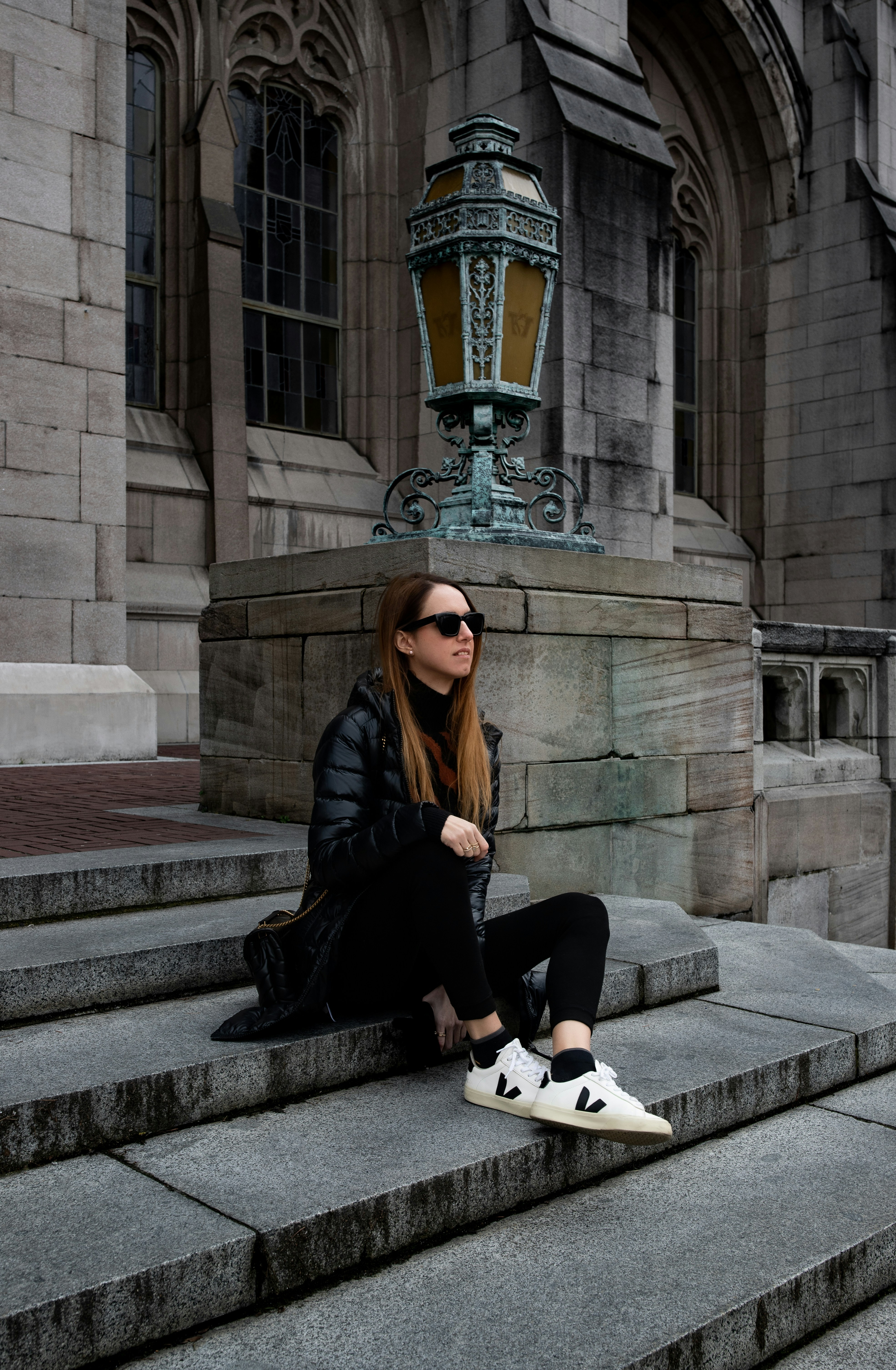 Laid-Back City Light: A Quiet Moment on Marble Steps