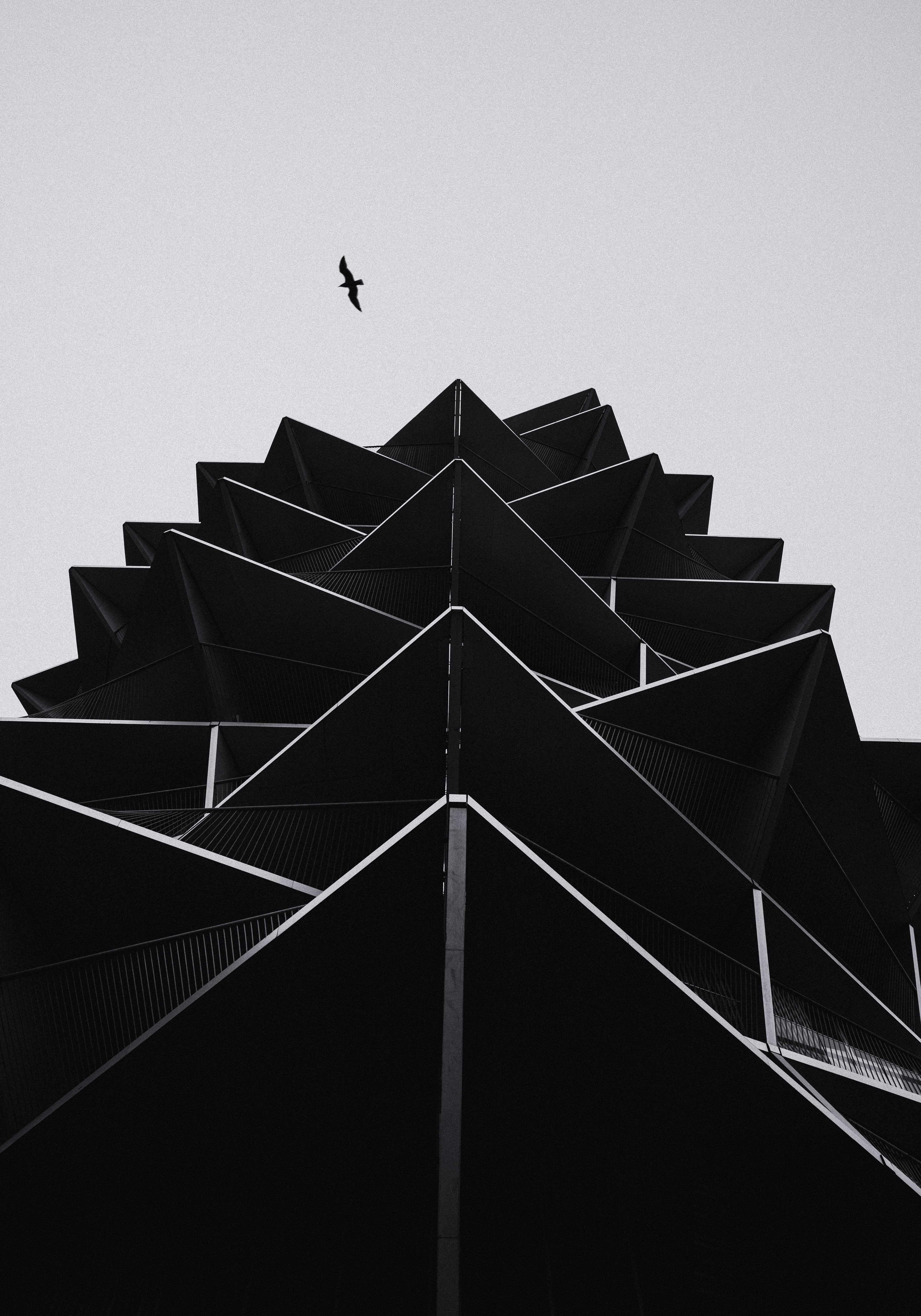 Converging Triangles: A Monochrome Skyline in Steel
