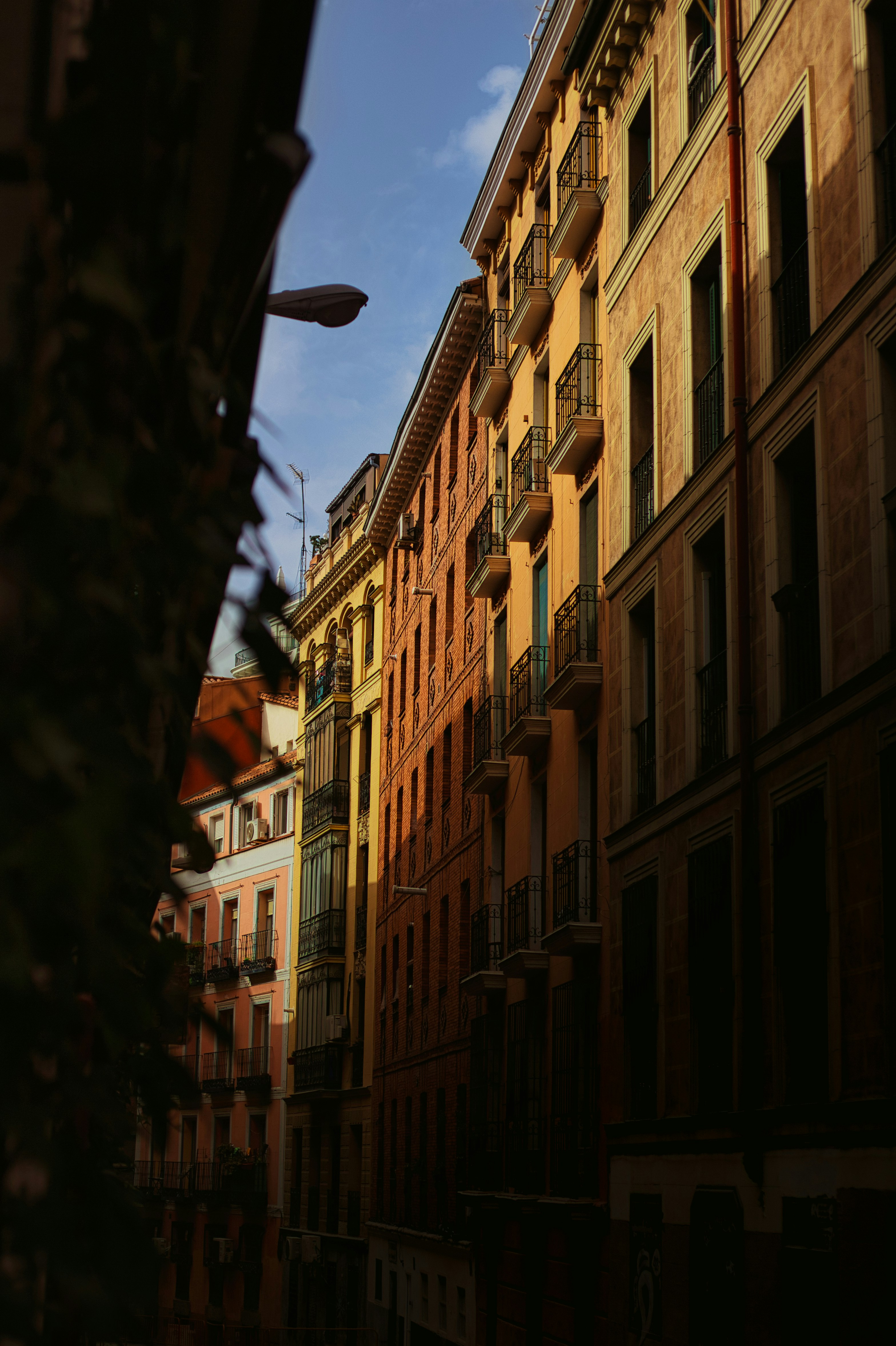 Sunlit Facades in a Narrow European Street