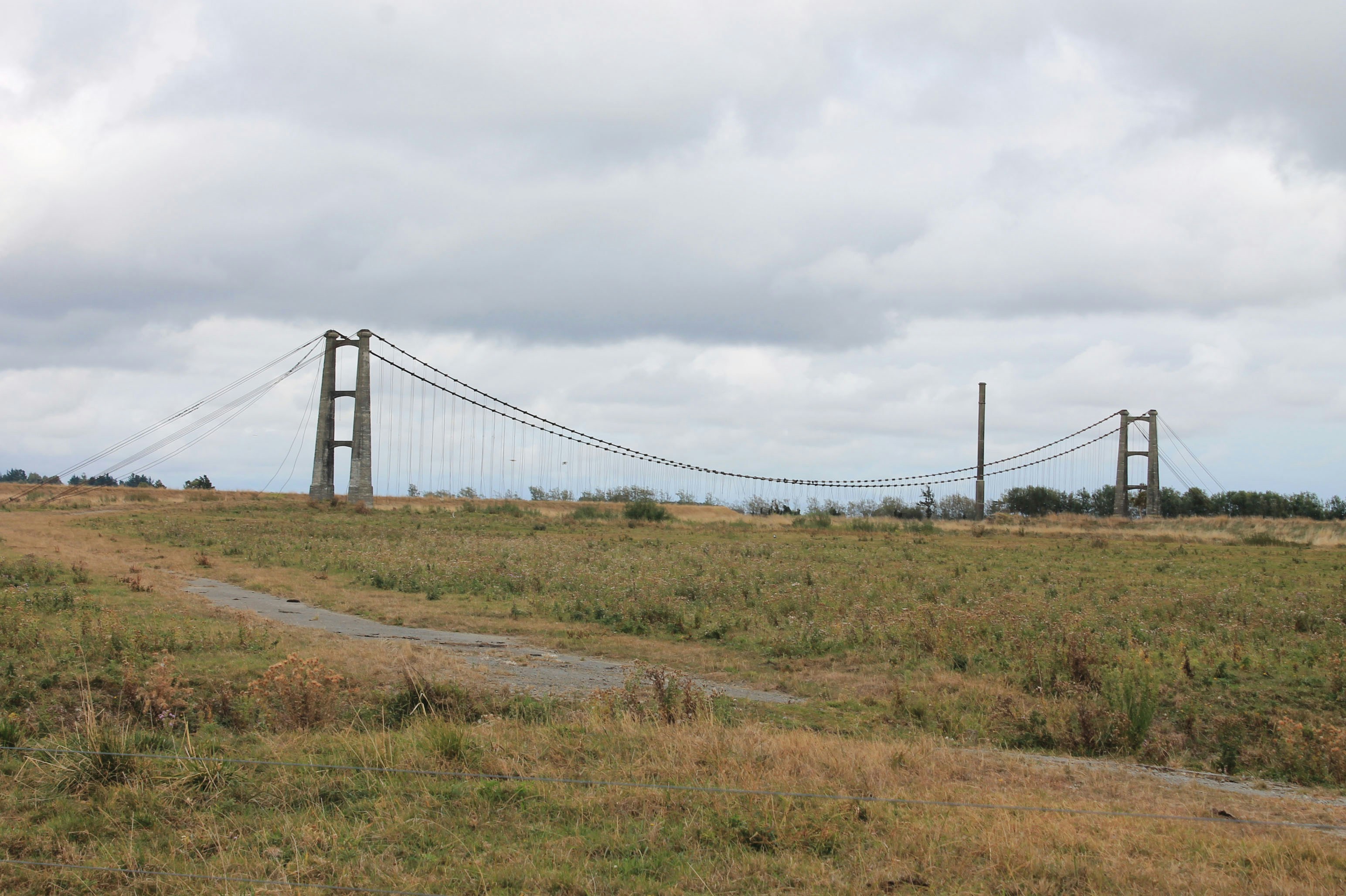A long suspension bridge over a grassy field photo – Free Manawatu ...