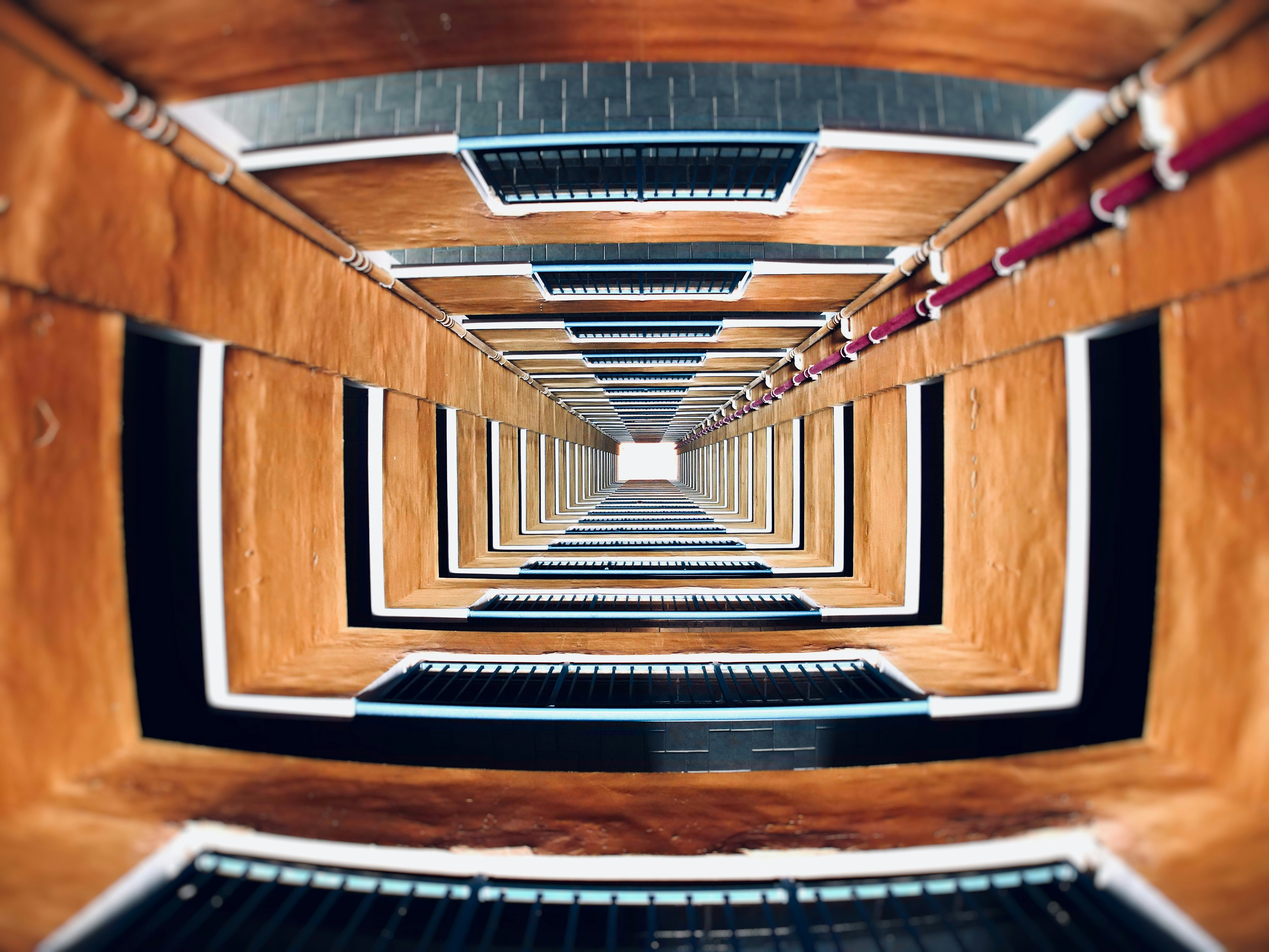 a view of a very long and narrow tunnel