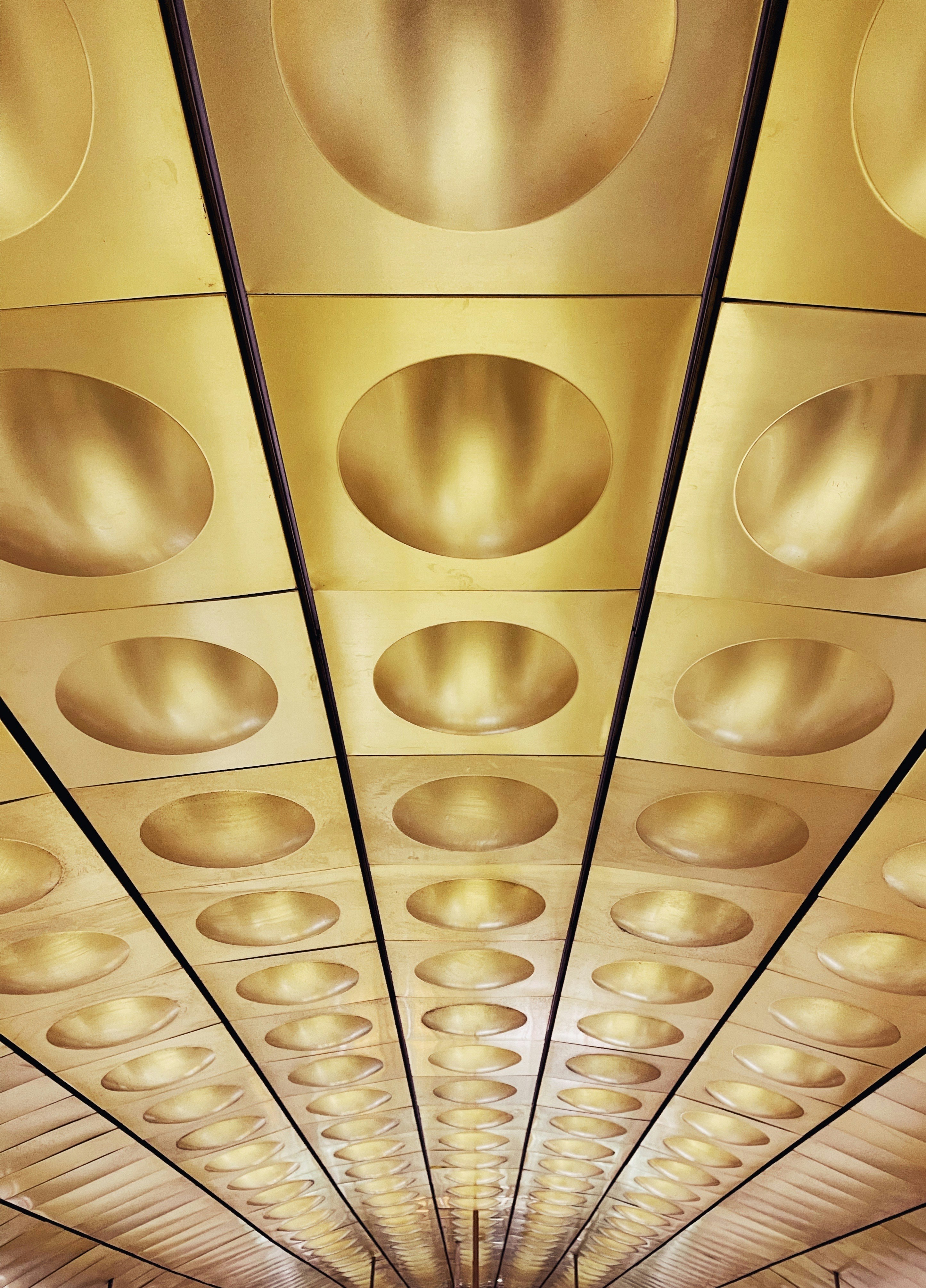 The metro stations in Prague have a beautiful design.