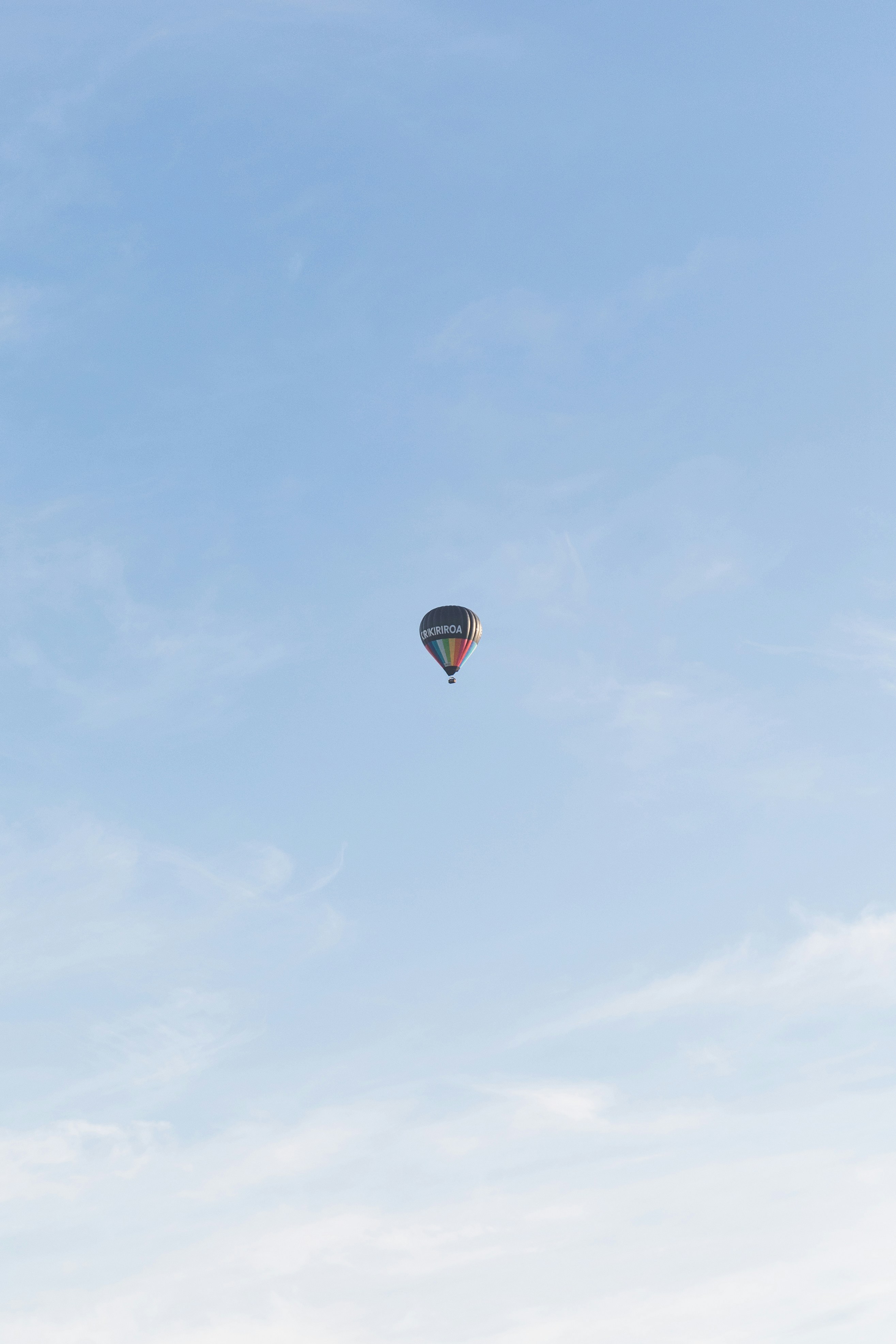 A hot air balloon flying through a blue sky photo – Free Hamilton lake ...