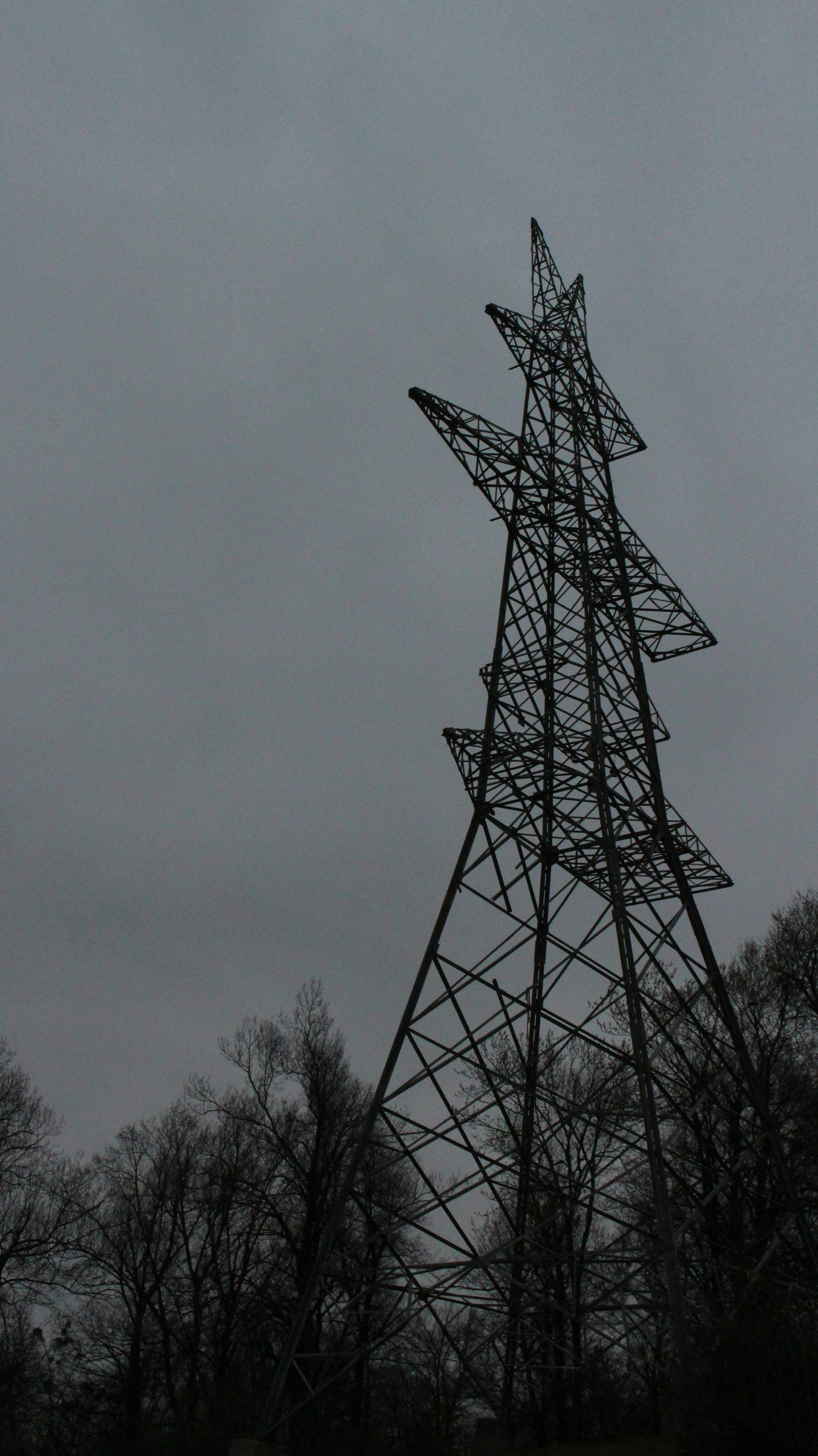 Una alta torre de metal sentada junto a un bosque foto – Imagen de ...