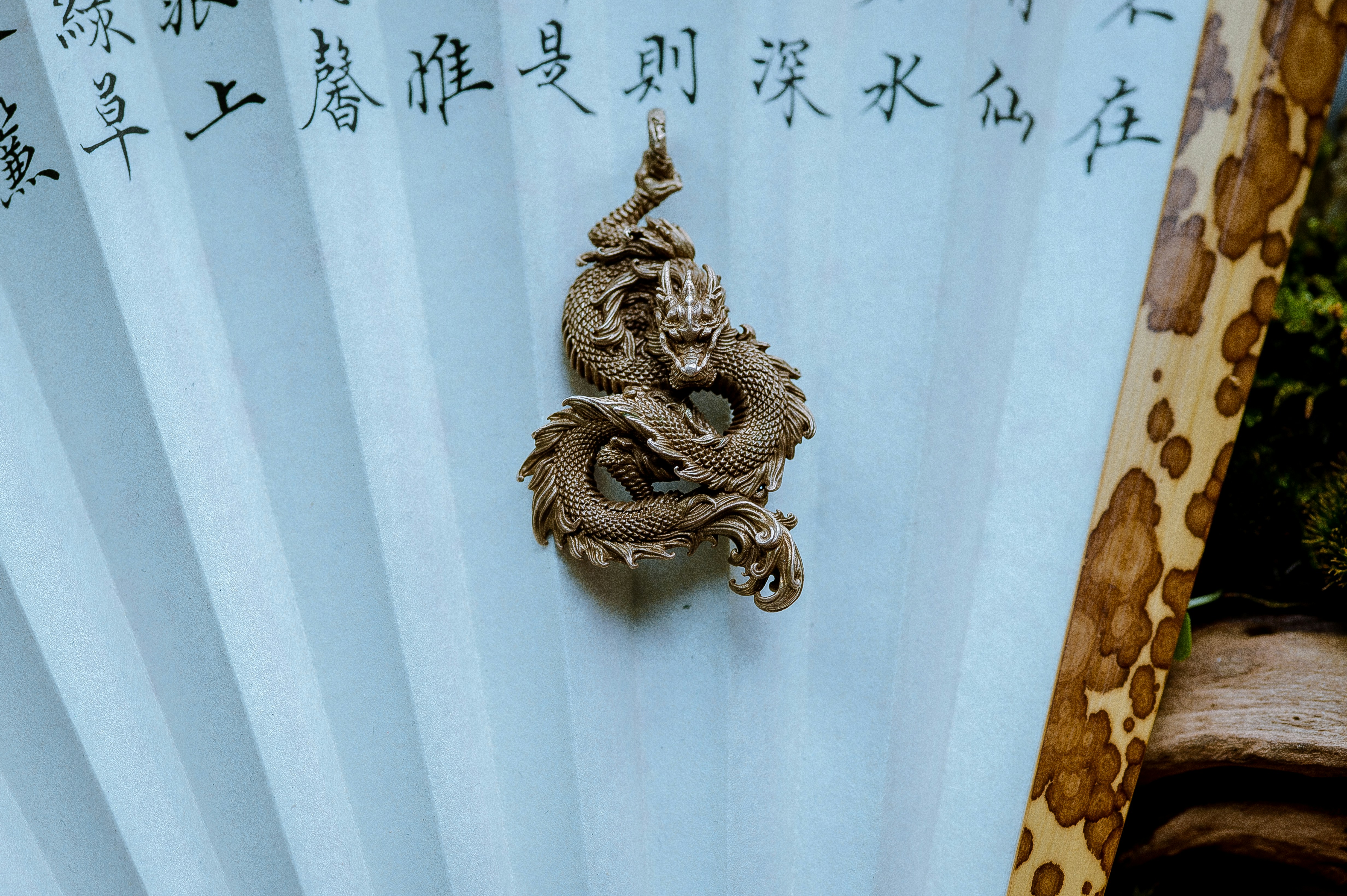 Dragon Scroll Emblem Adorning a Pale Panel