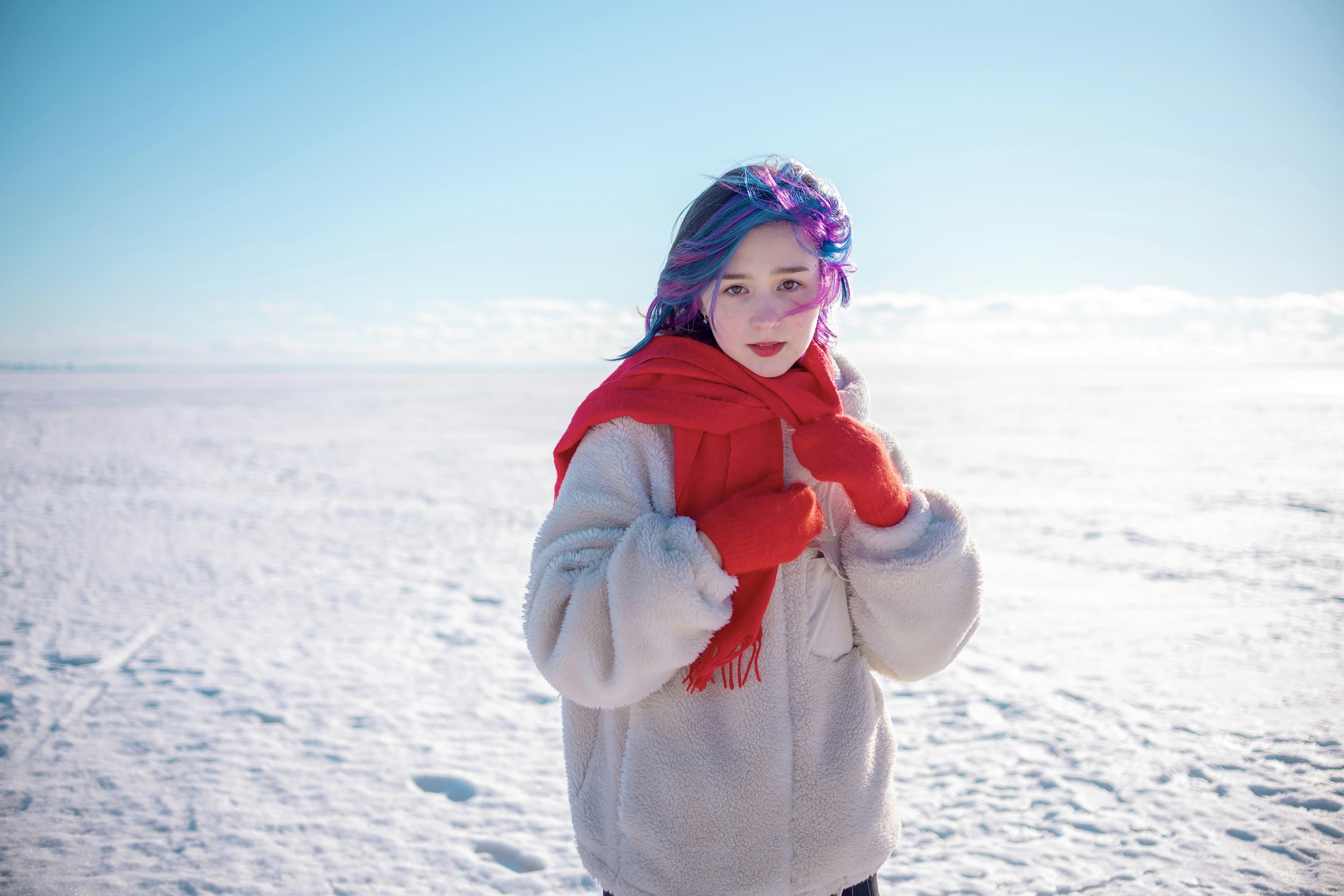 Scarlet Scarf in a Snowbound Portrait