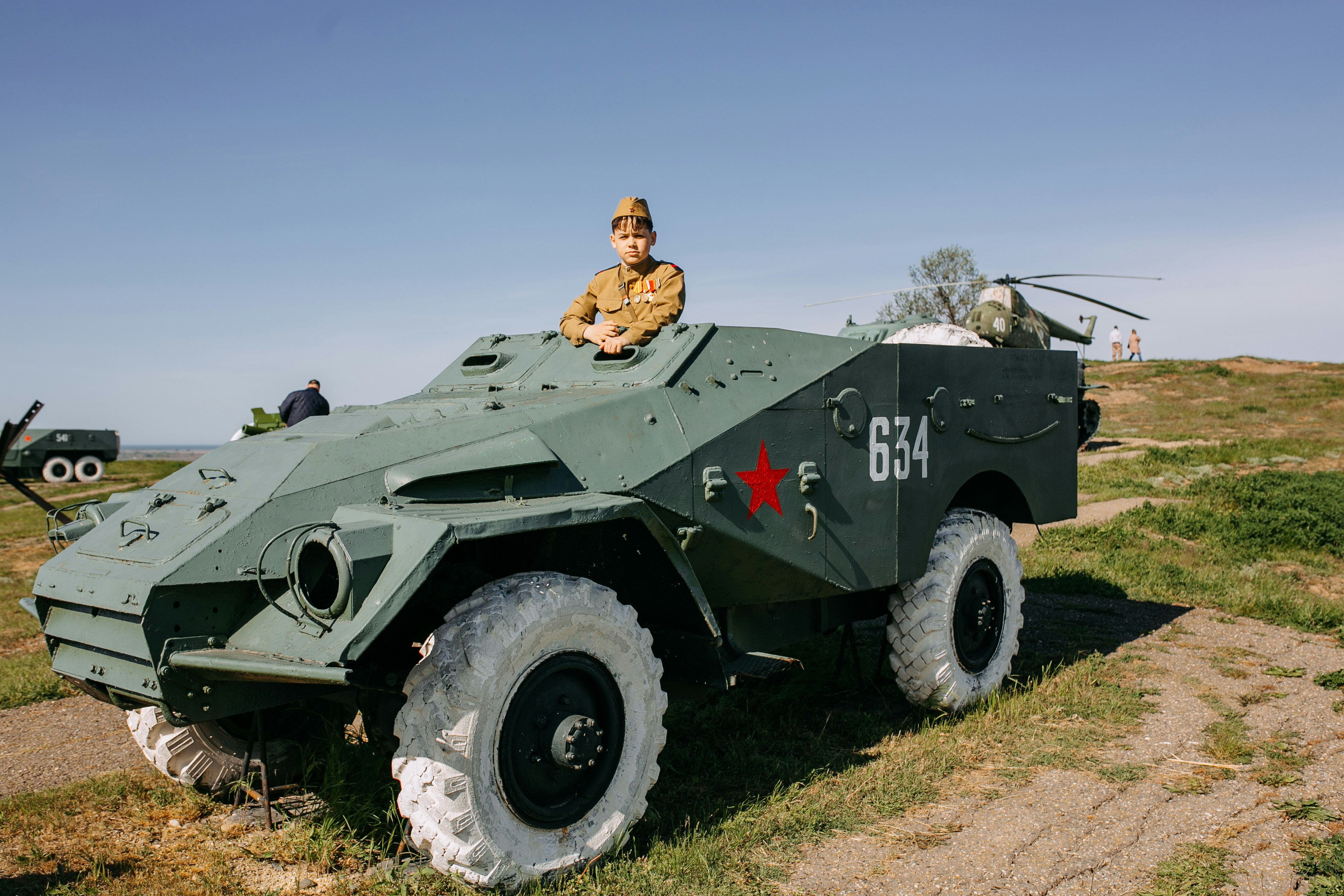 Dusty Guardian: A Soviet-style Armored Vehicle Commands the Open Field