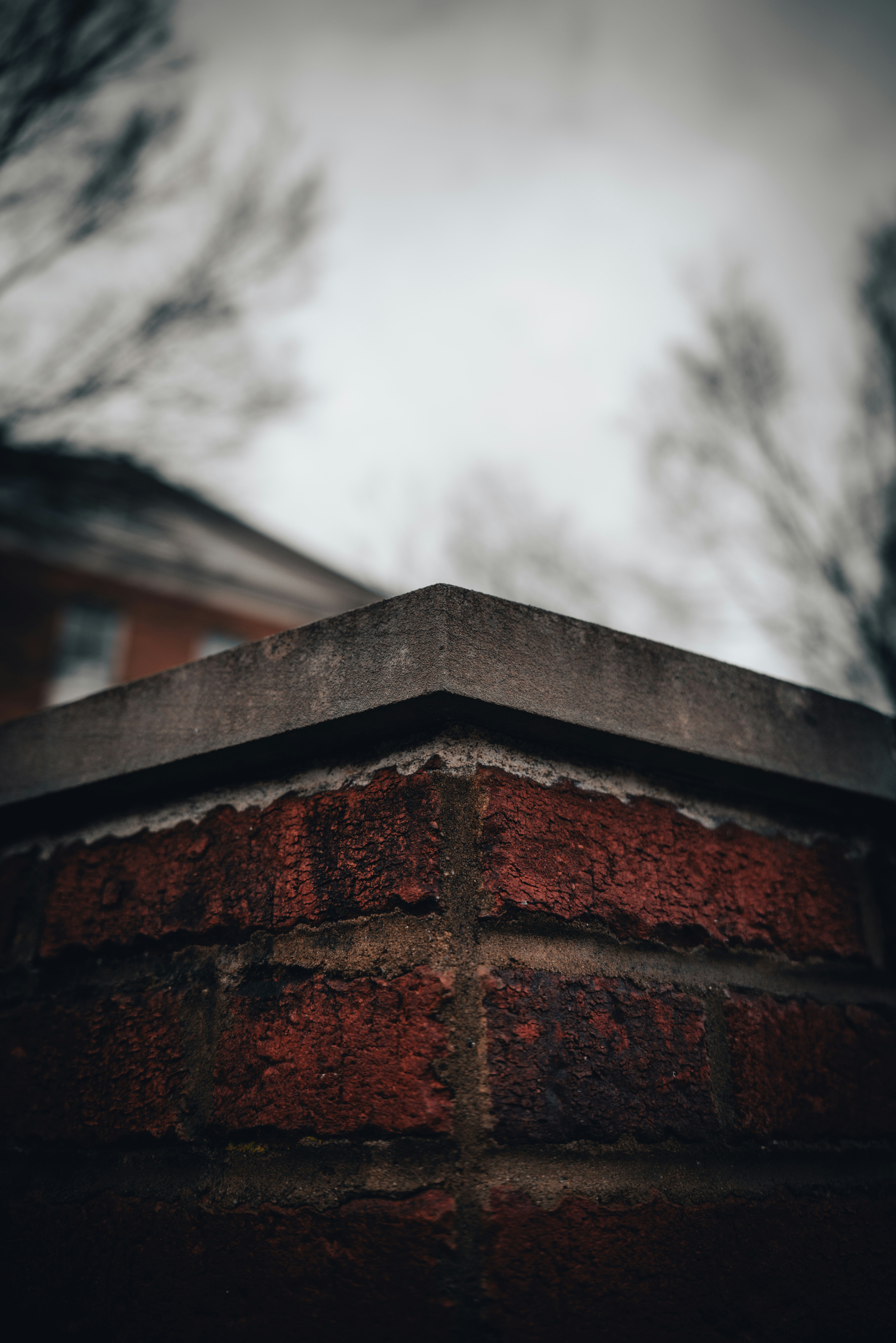 Brick Edge at Dusk: A Quiet Vertical Contrast