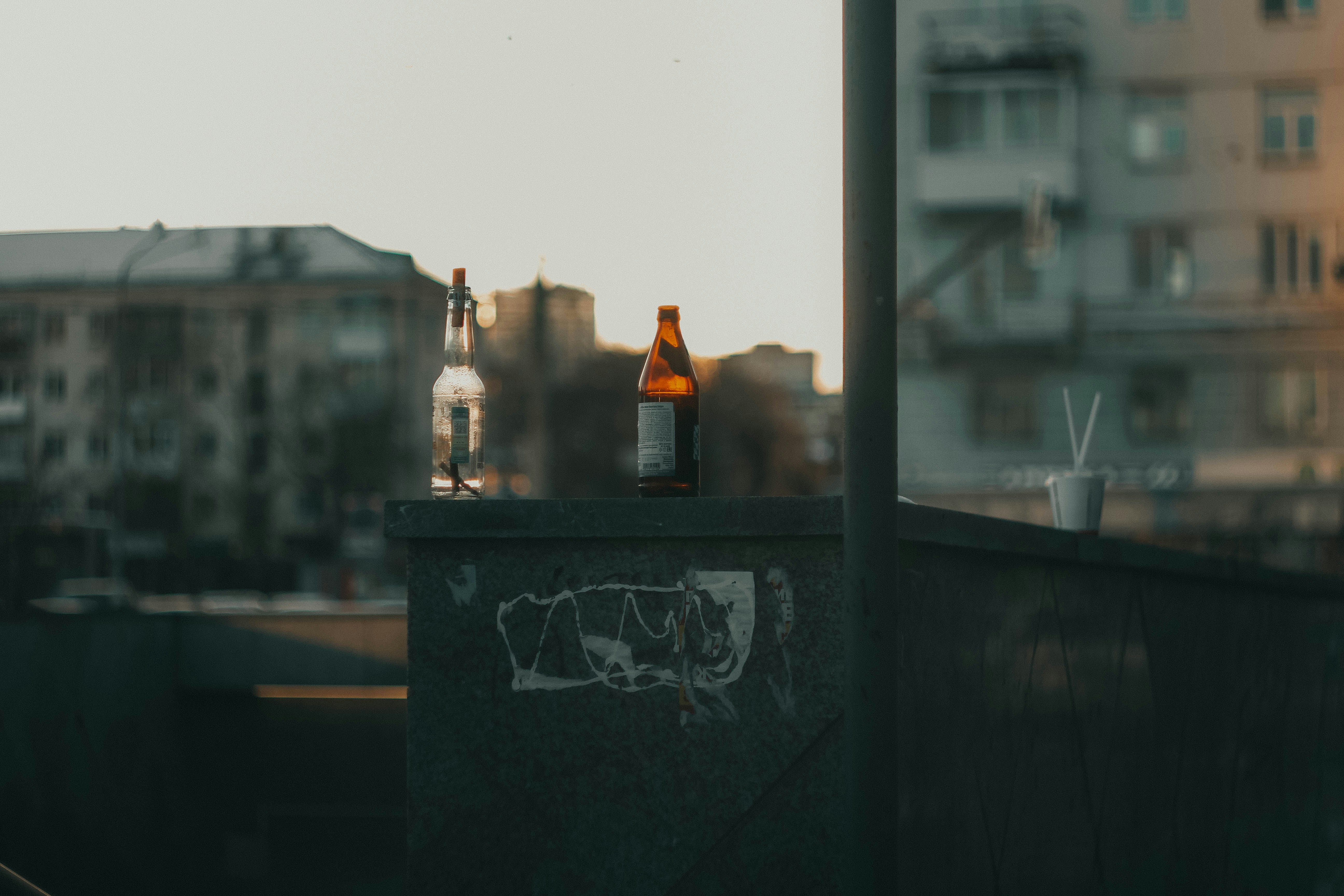 Two bottles of beer sitting on a ledge photo – Free Aesthetic Image on ...