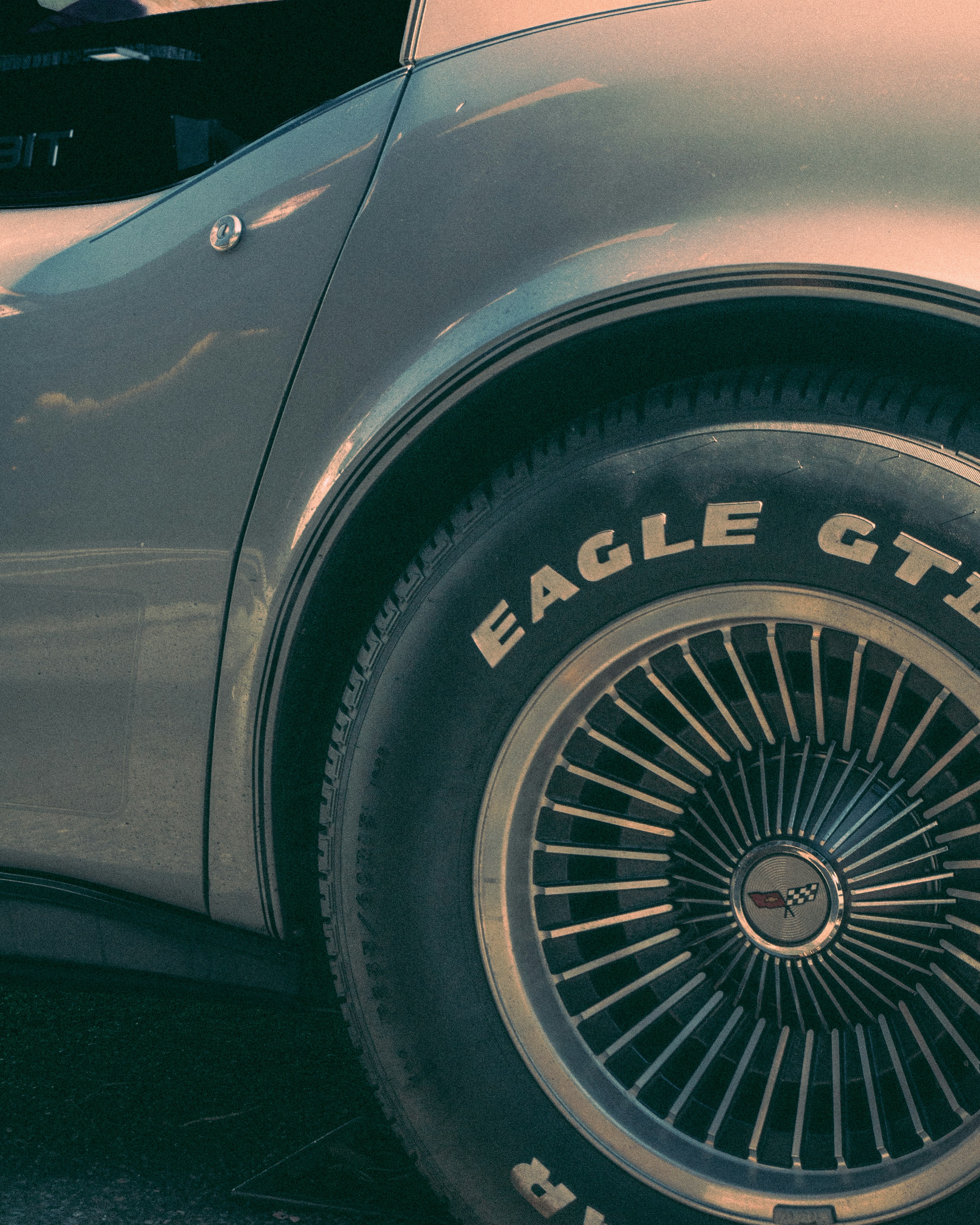 a close up of a tire on a car