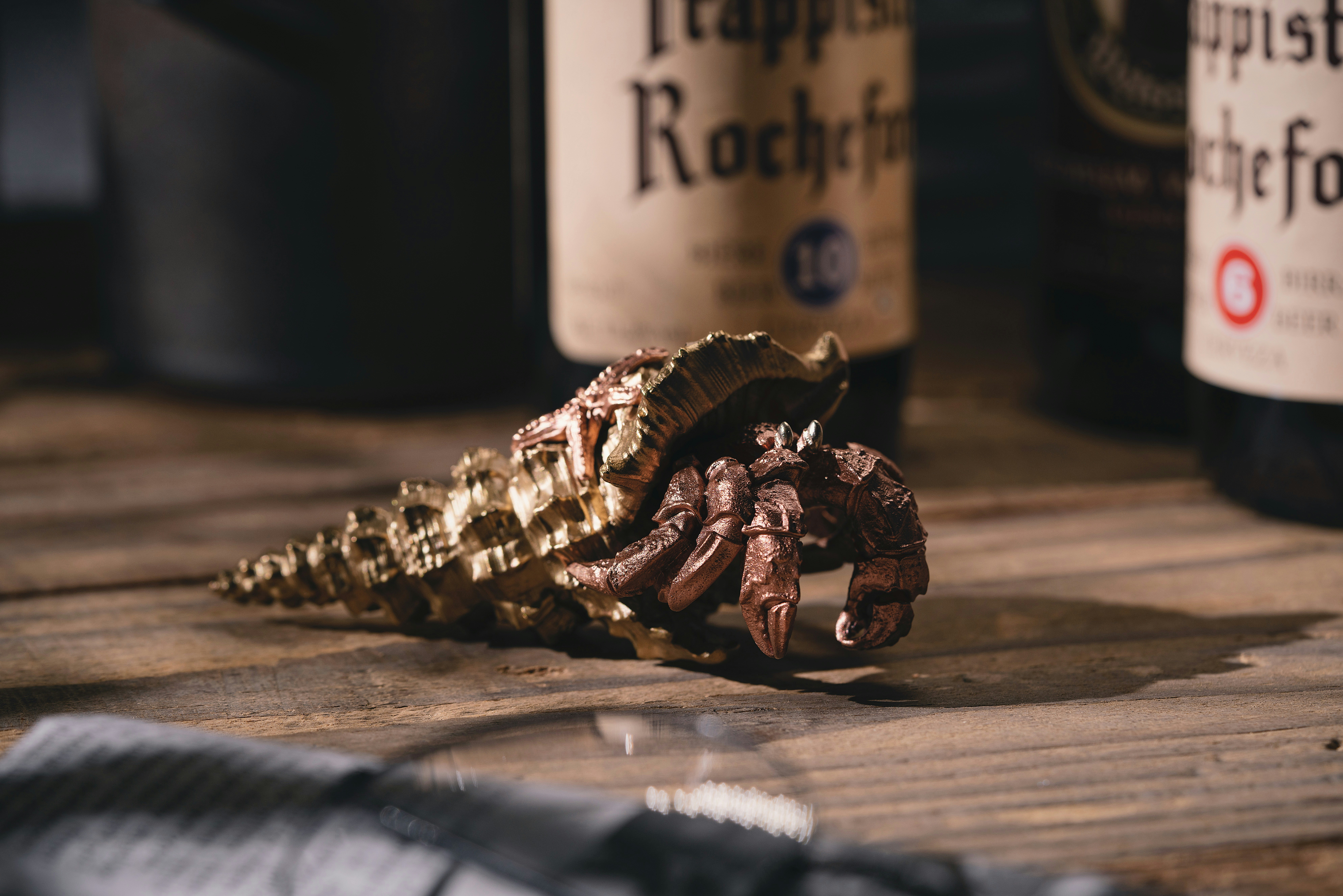 Amber Bottles, Quiet Shell: A Textural Still Life on Weathered Wood