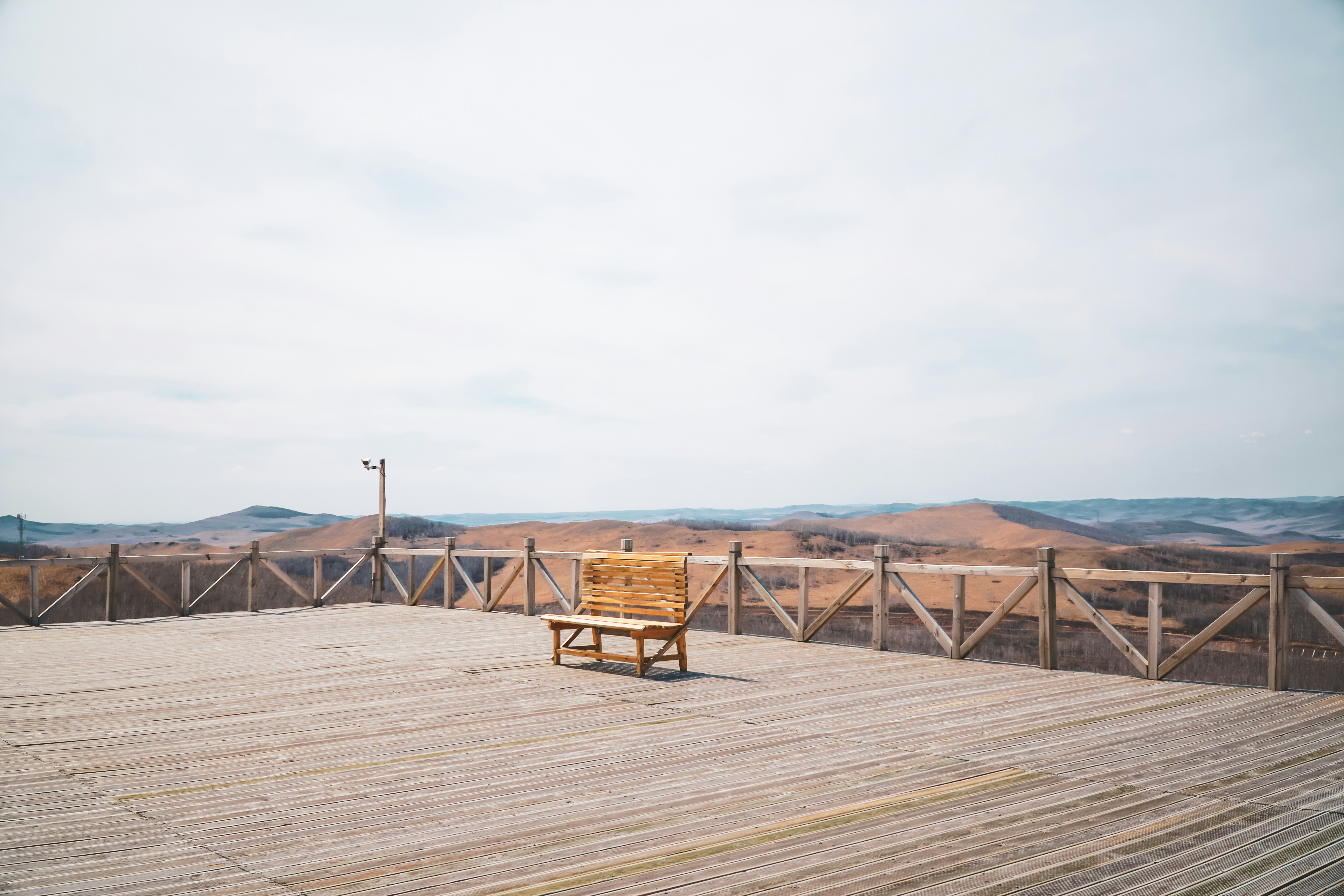 Chair and blue sky.