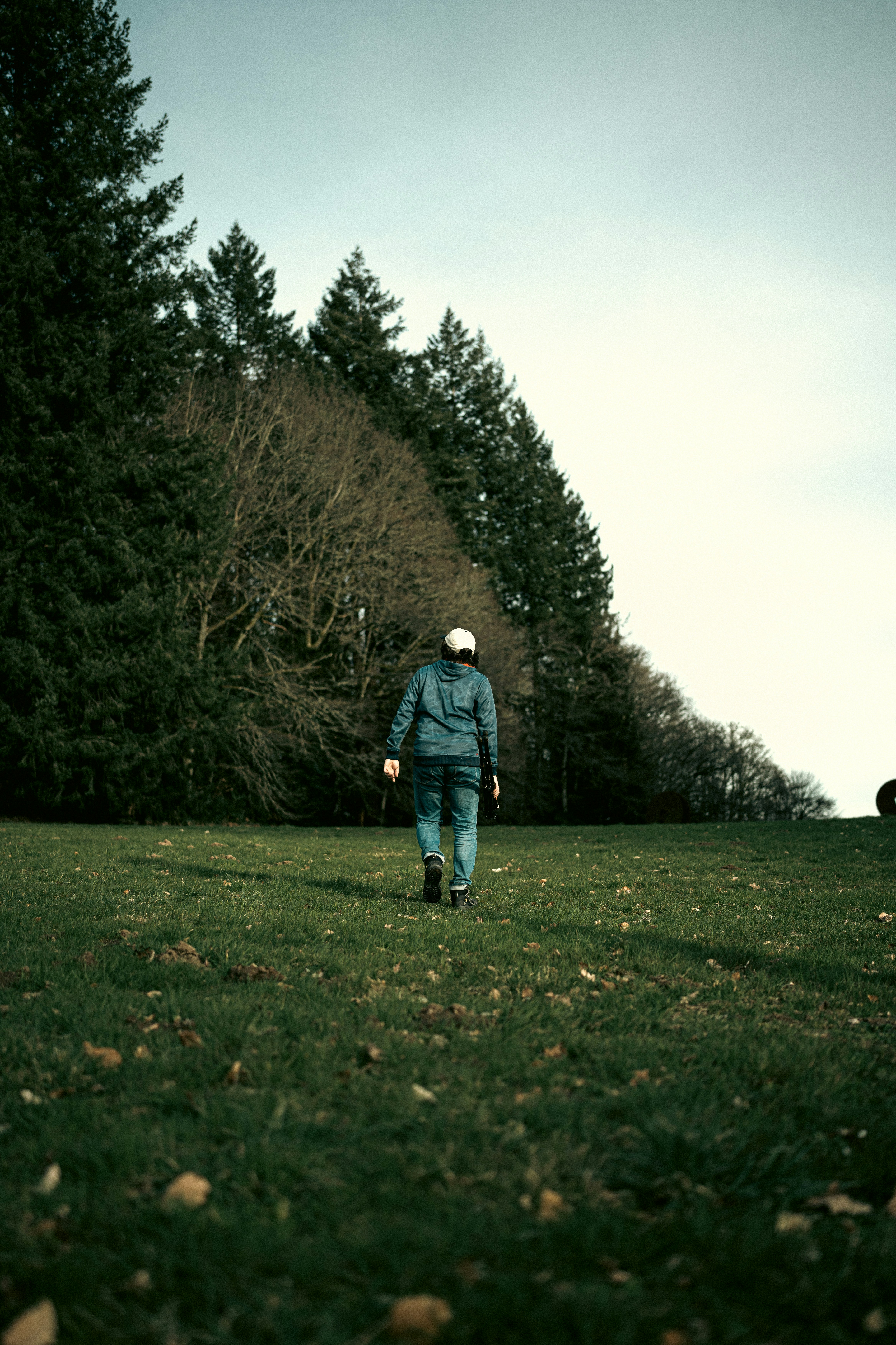 Un homme marchant à travers un champ verdoyant photo – Photo La nature ...