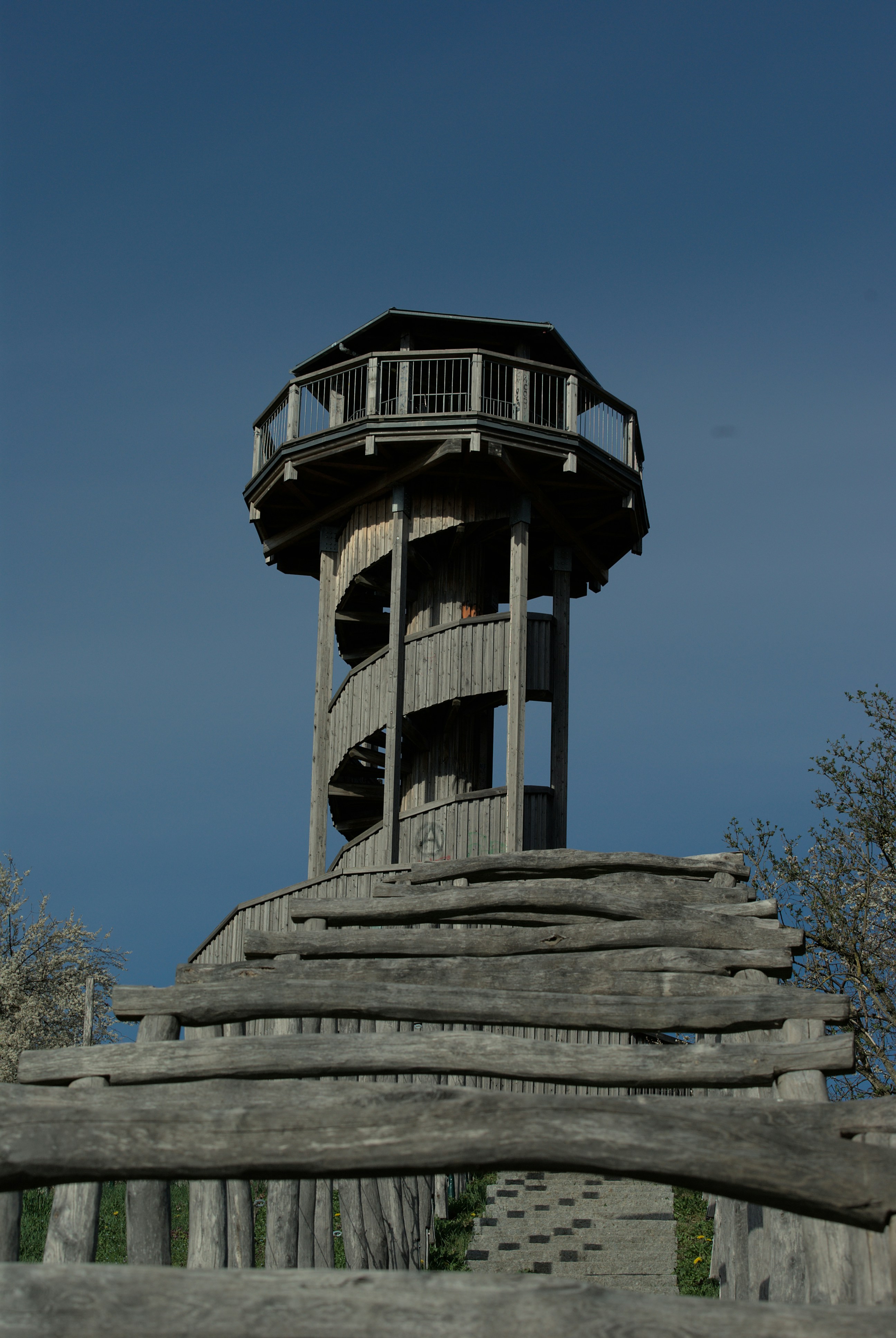 Spiral Watchtower Against a Clear Sky
