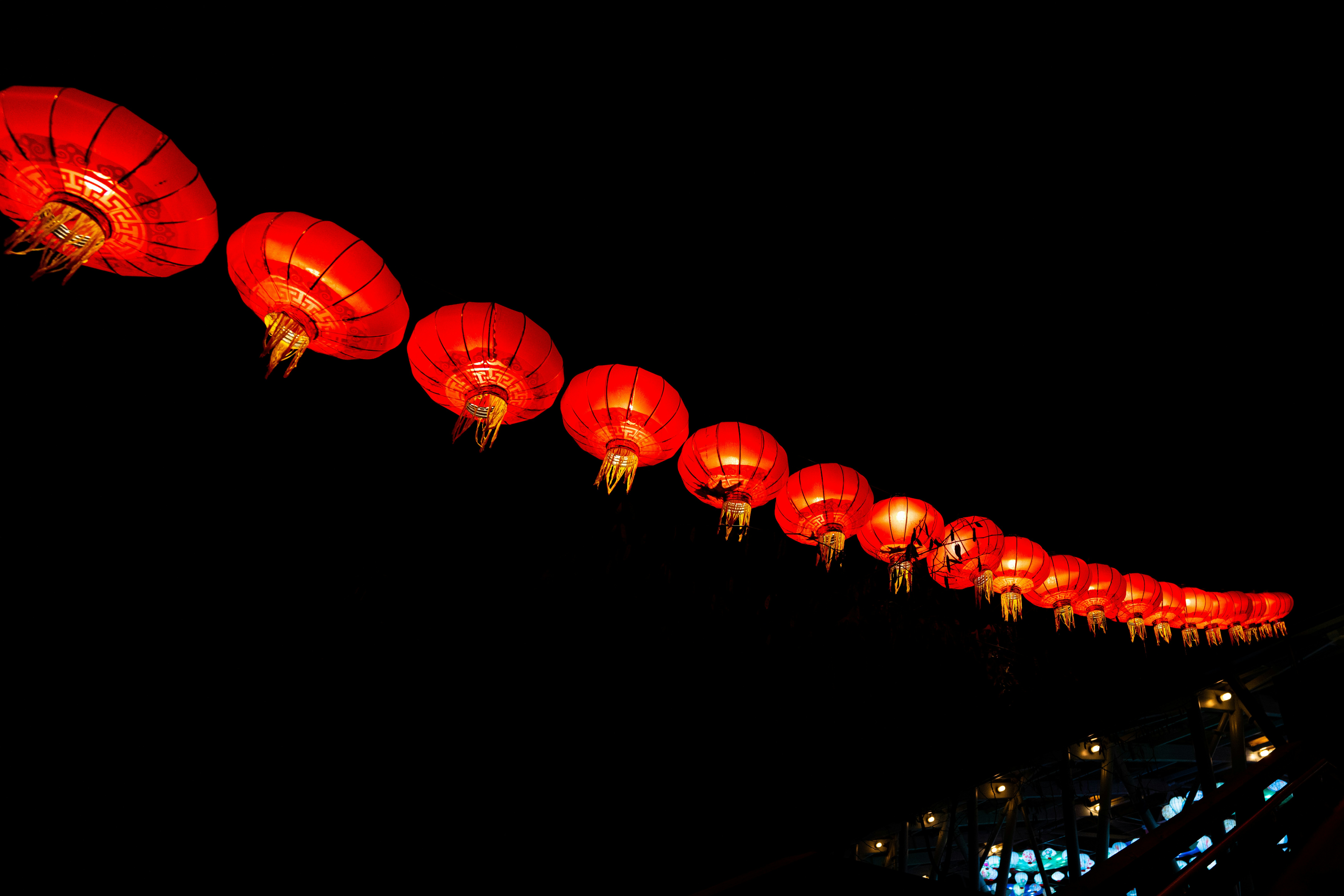 A long line of red lanterns in the dark photo – Free Chinese lanterns ...