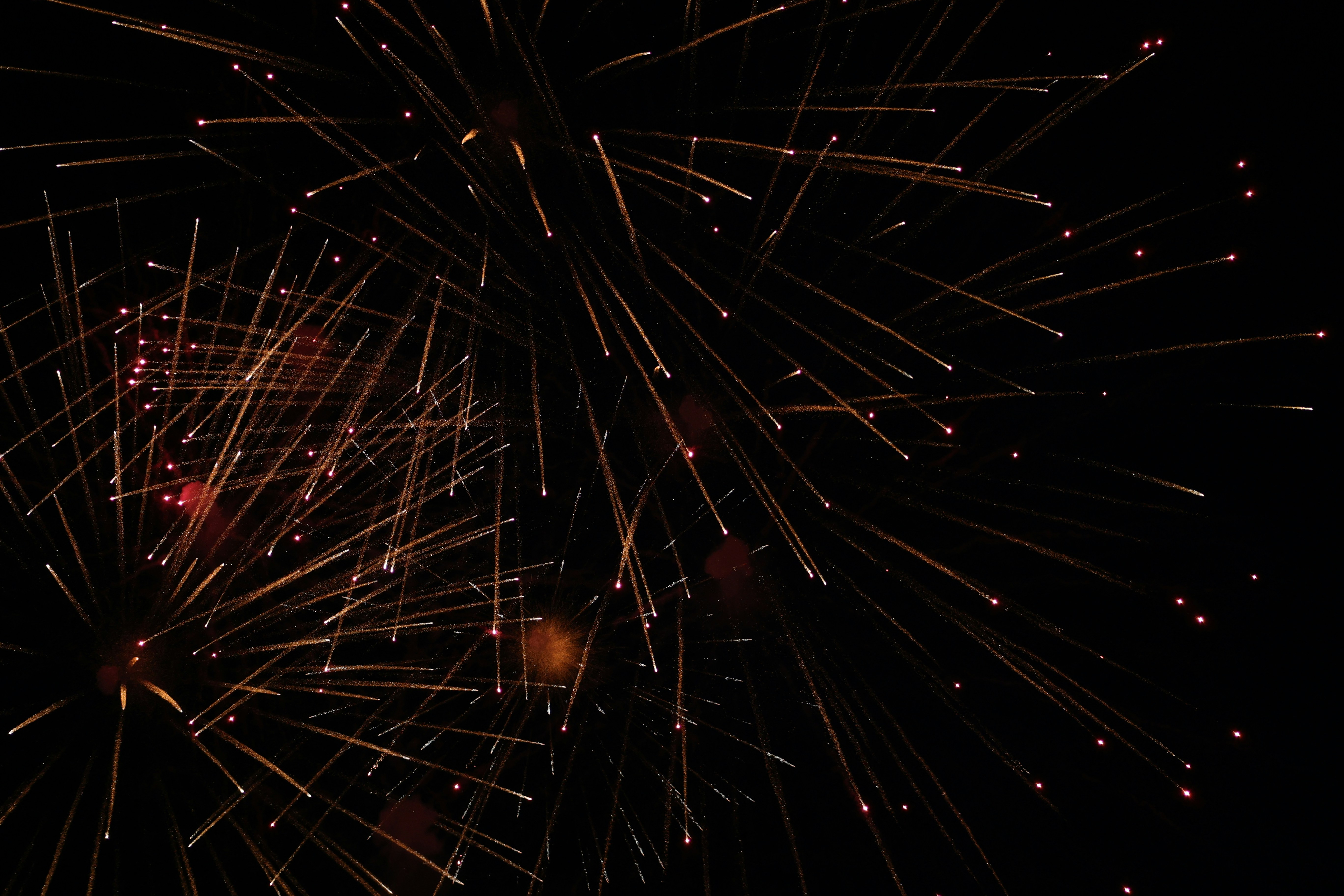 A bunch of fireworks are lit up in the night sky photo – Free Fireworks ...